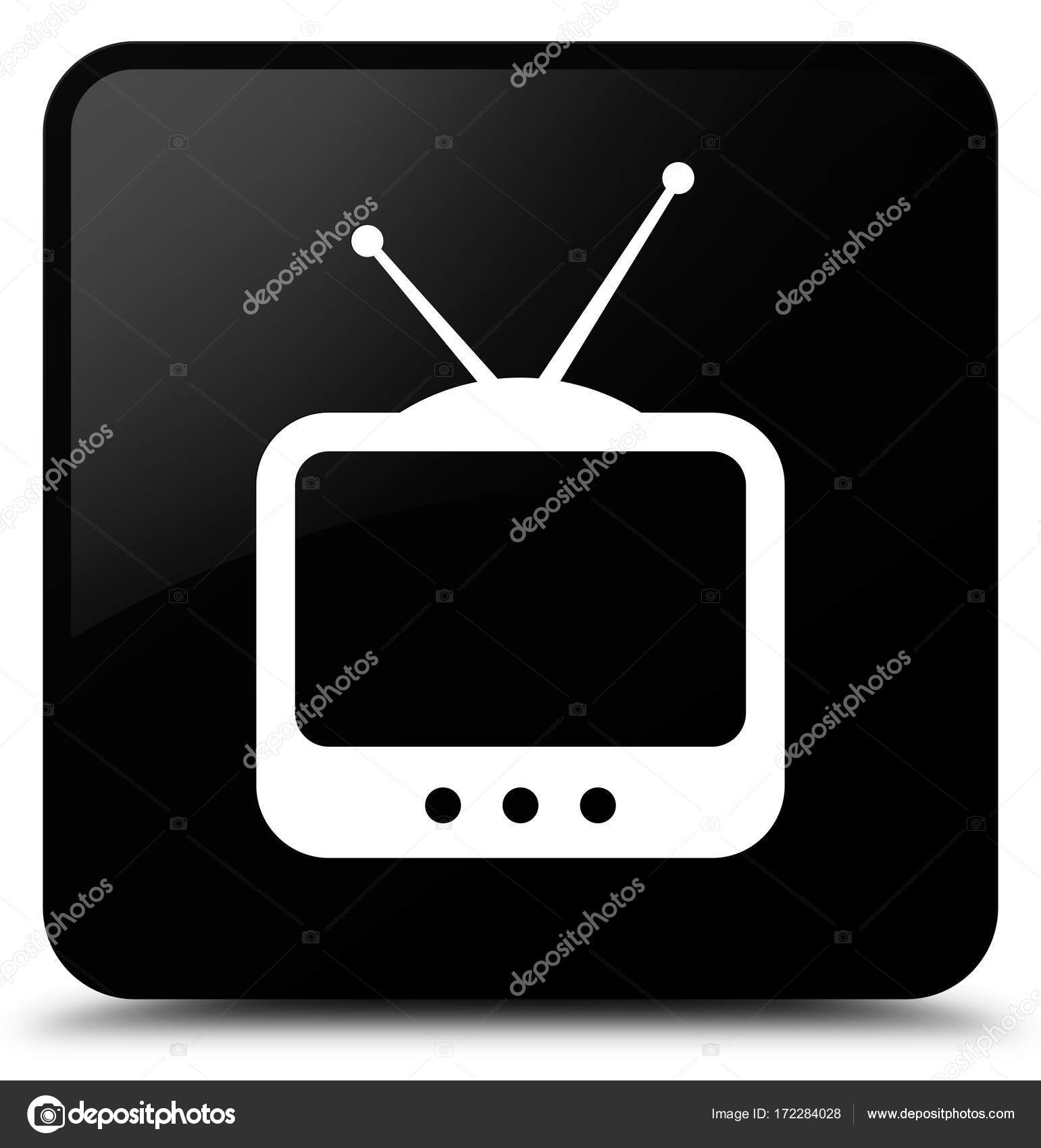 TV icon black square button — Stock Photo © FR_Design #172284028