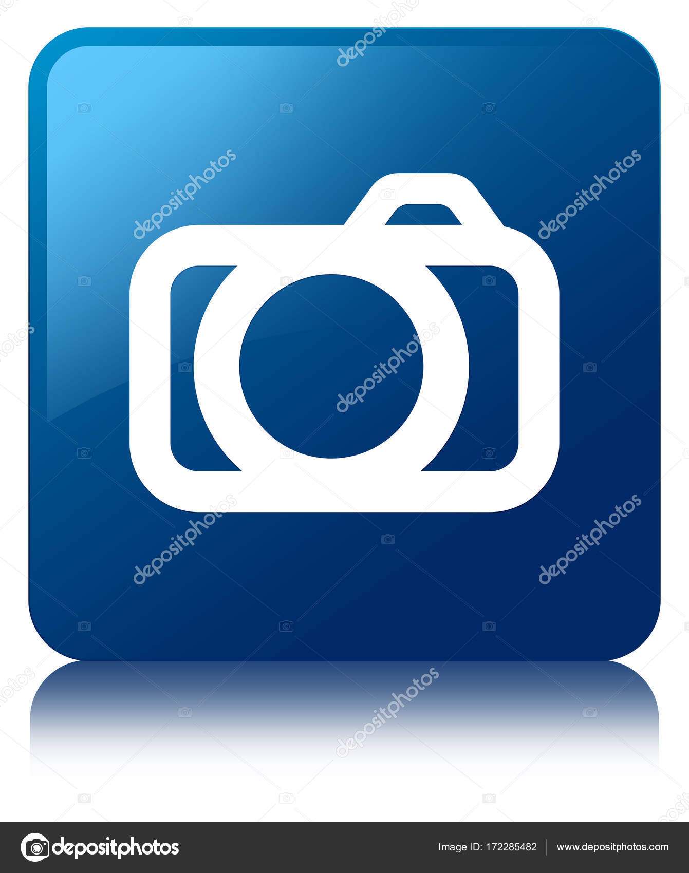 Camera icon blue square button — Stock Photo © FR_Design #172285482