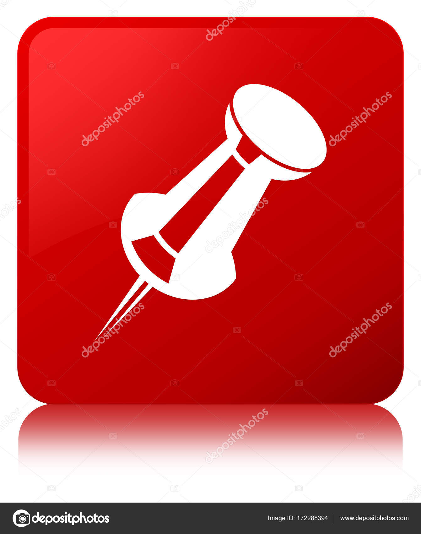 Push pin icon red square button — Stock Photo © FR_Design #172288394