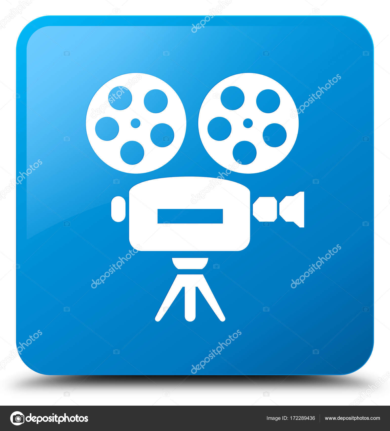 Video camera icon cyan blue square button — Stock Photo © FR_Design ...