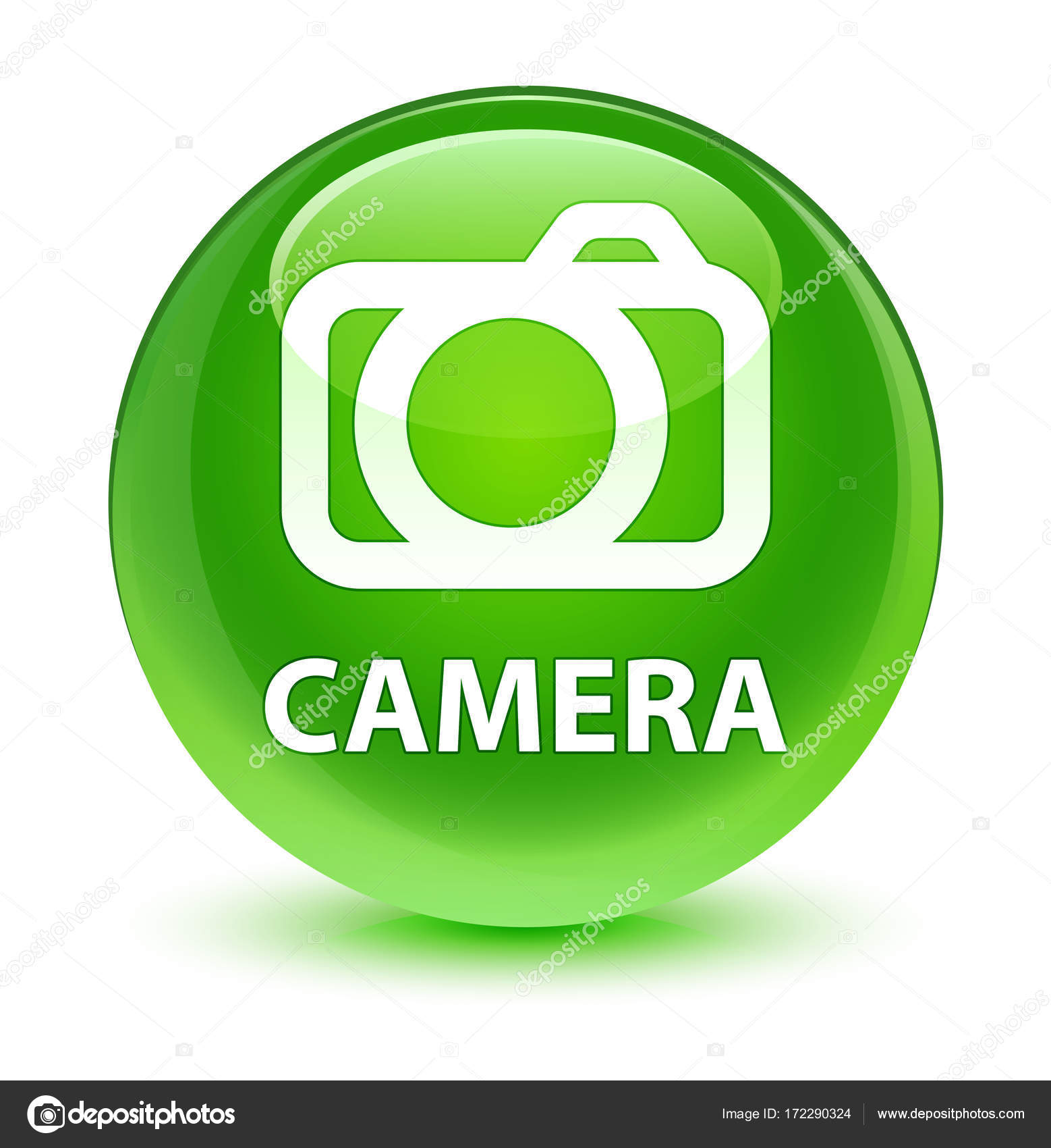 Camera glassy green round button — Stock Photo © FR_Design #172290324