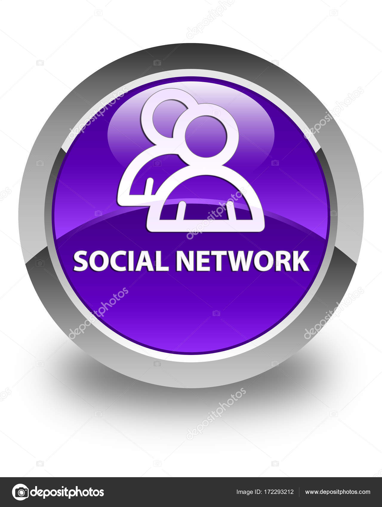 Social network (group icon) glossy purple round button — Stock Photo ...