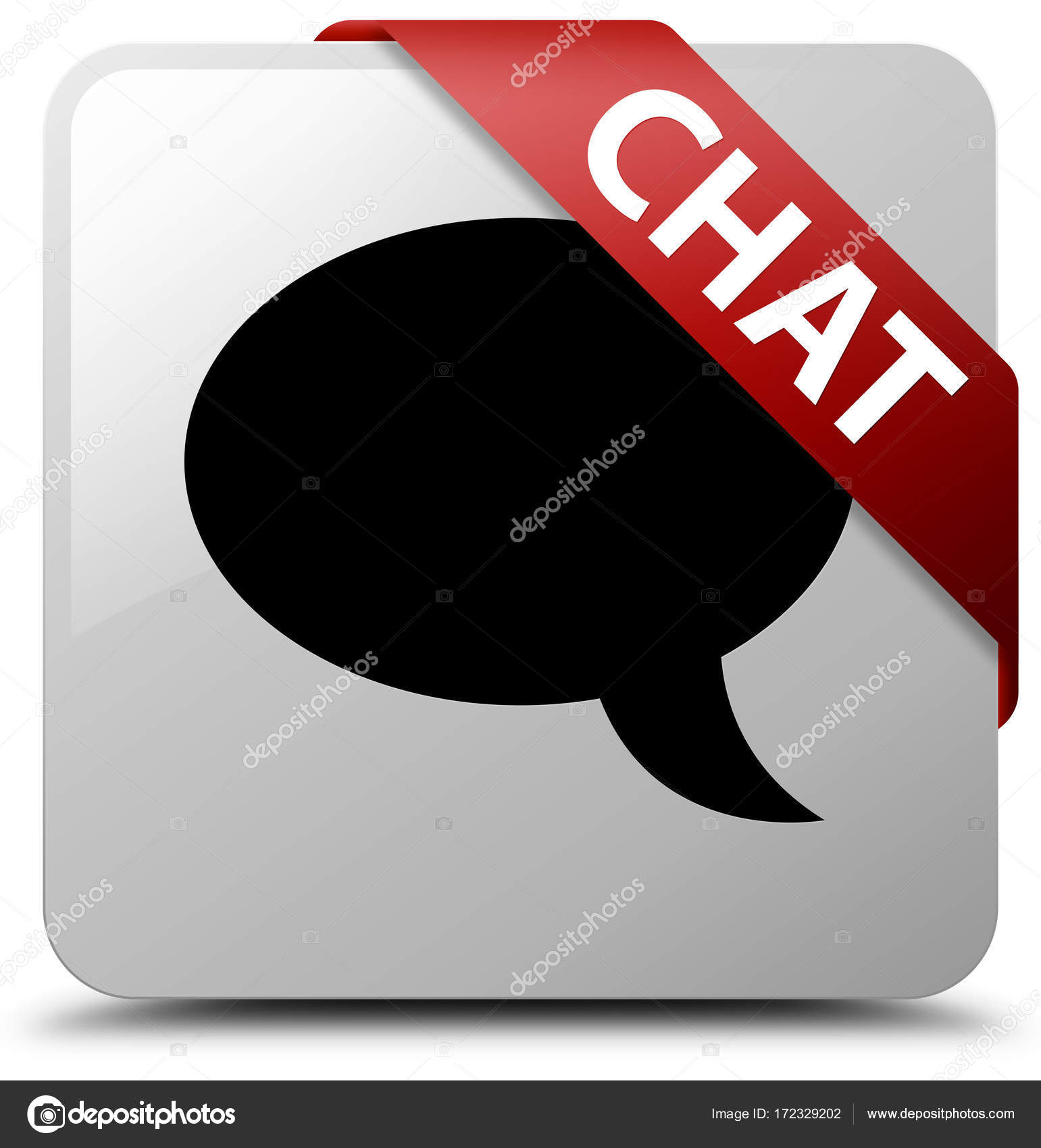 Chat white square button red ribbon in corner — Stock Photo © FR_Design ...