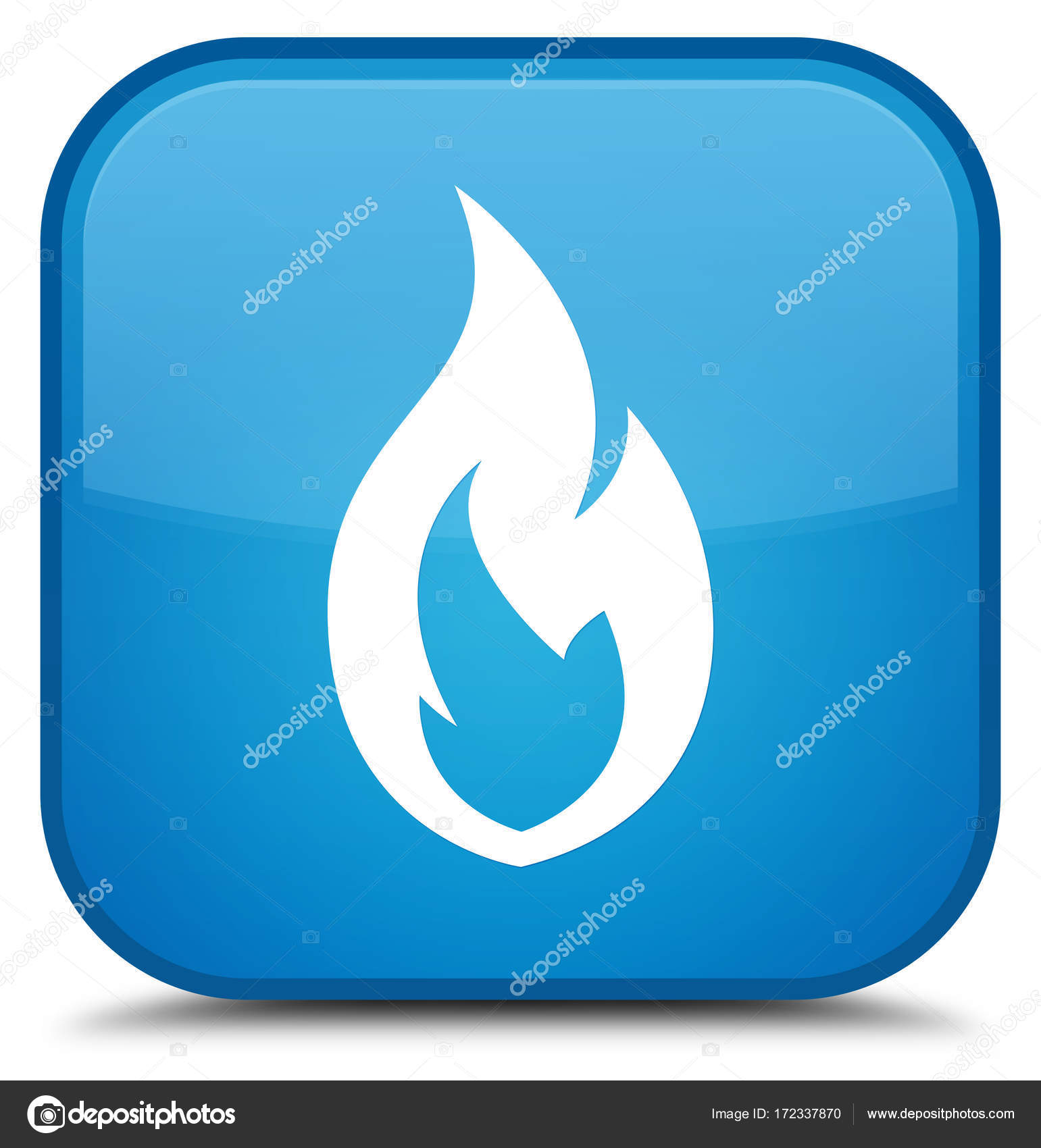 Fire flame icon special cyan blue square button — Stock Photo © FR ...