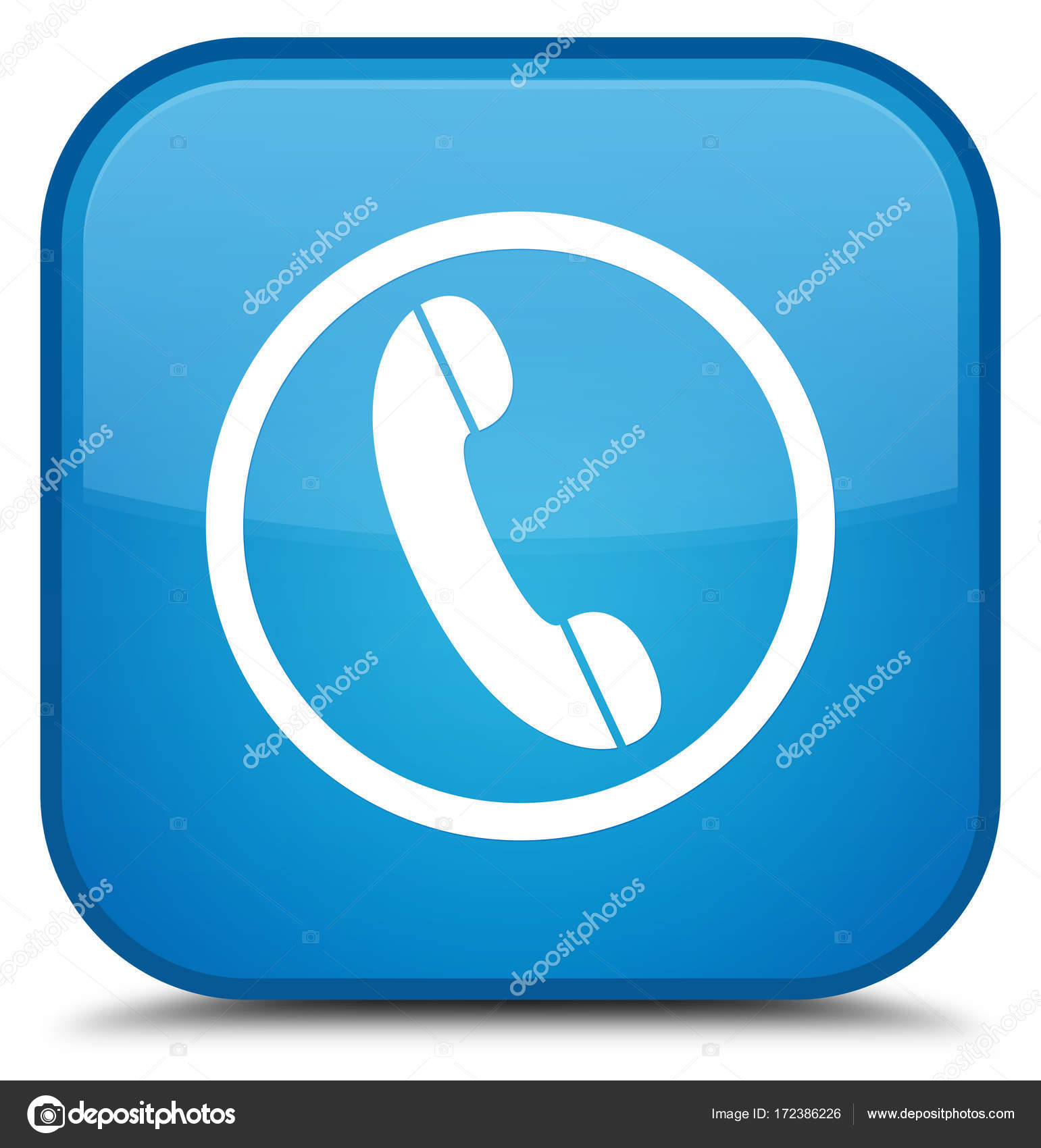 Phone icon special cyan blue square button — Stock Photo © FR_Design ...