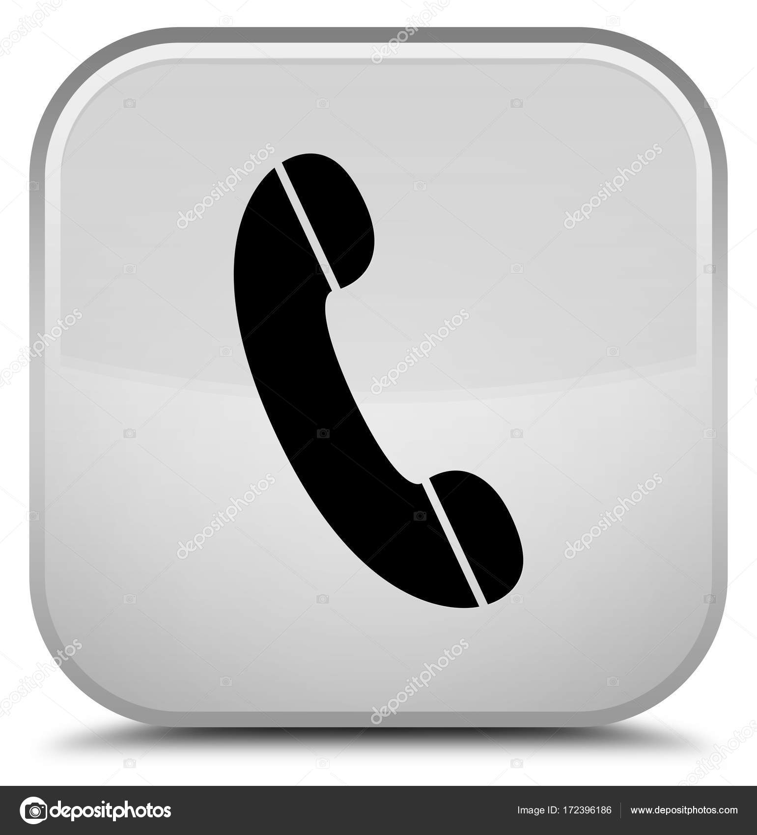 Teléfono icono especial blanco botón cuadrado — Foto de stock © FR ...