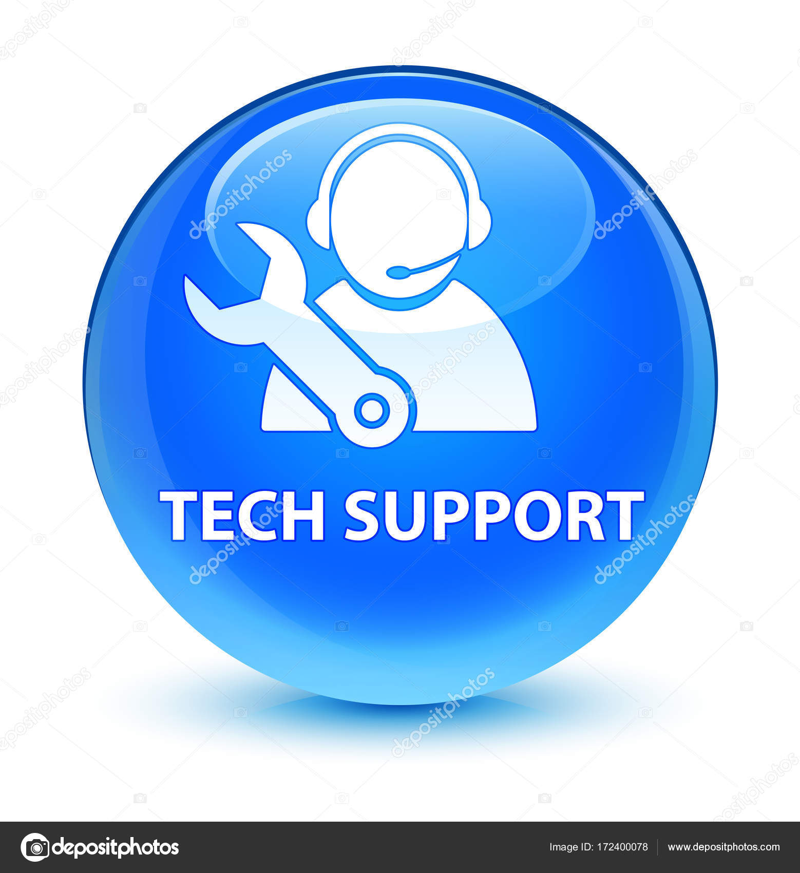 Tech support glassy cyan blue round button — Stock Photo © FR_Design ...