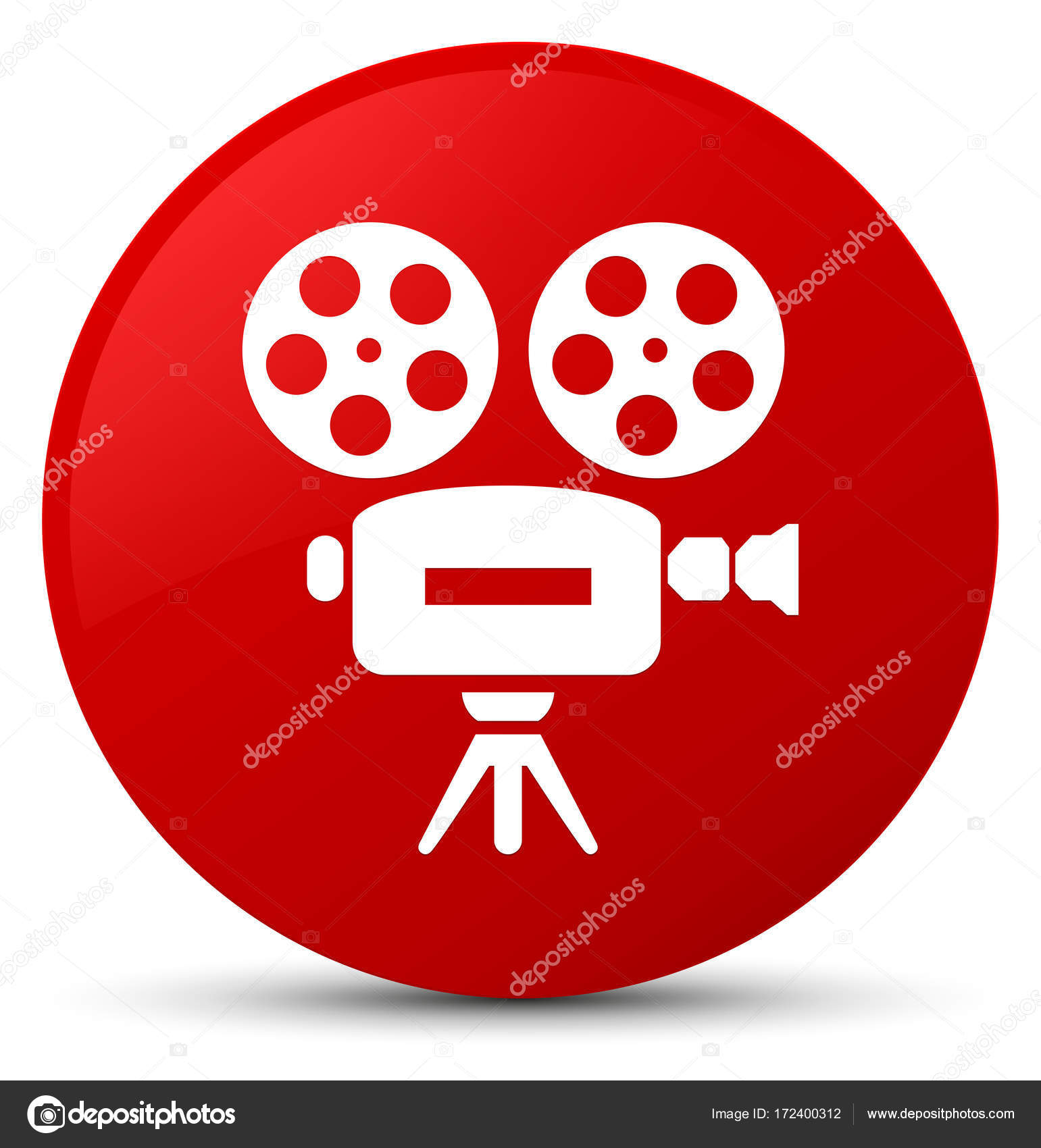 Video camera icon red round button — Stock Photo © FR_Design #172400312