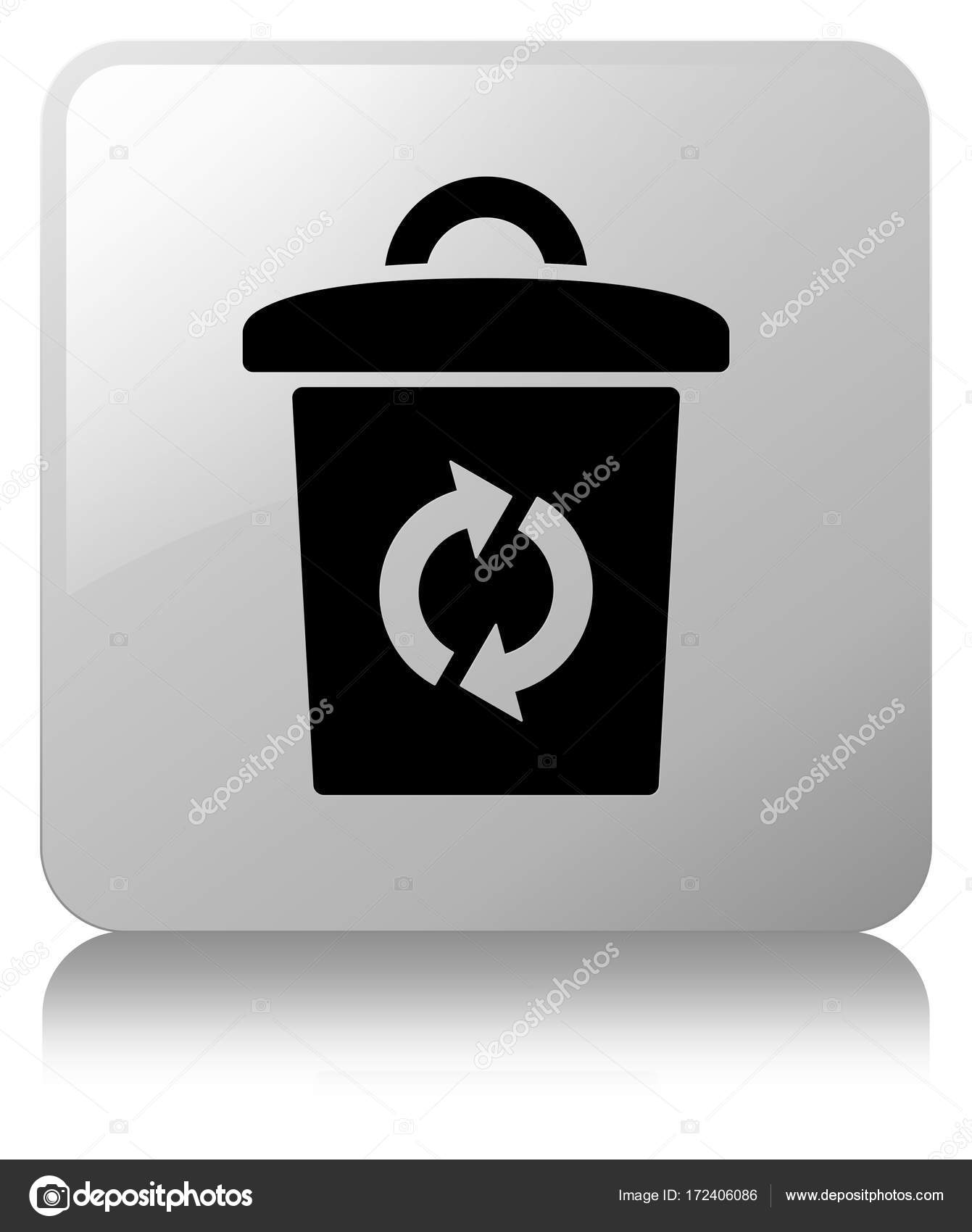 Trash icon white square button — Stock Photo © FR_Design #172406086