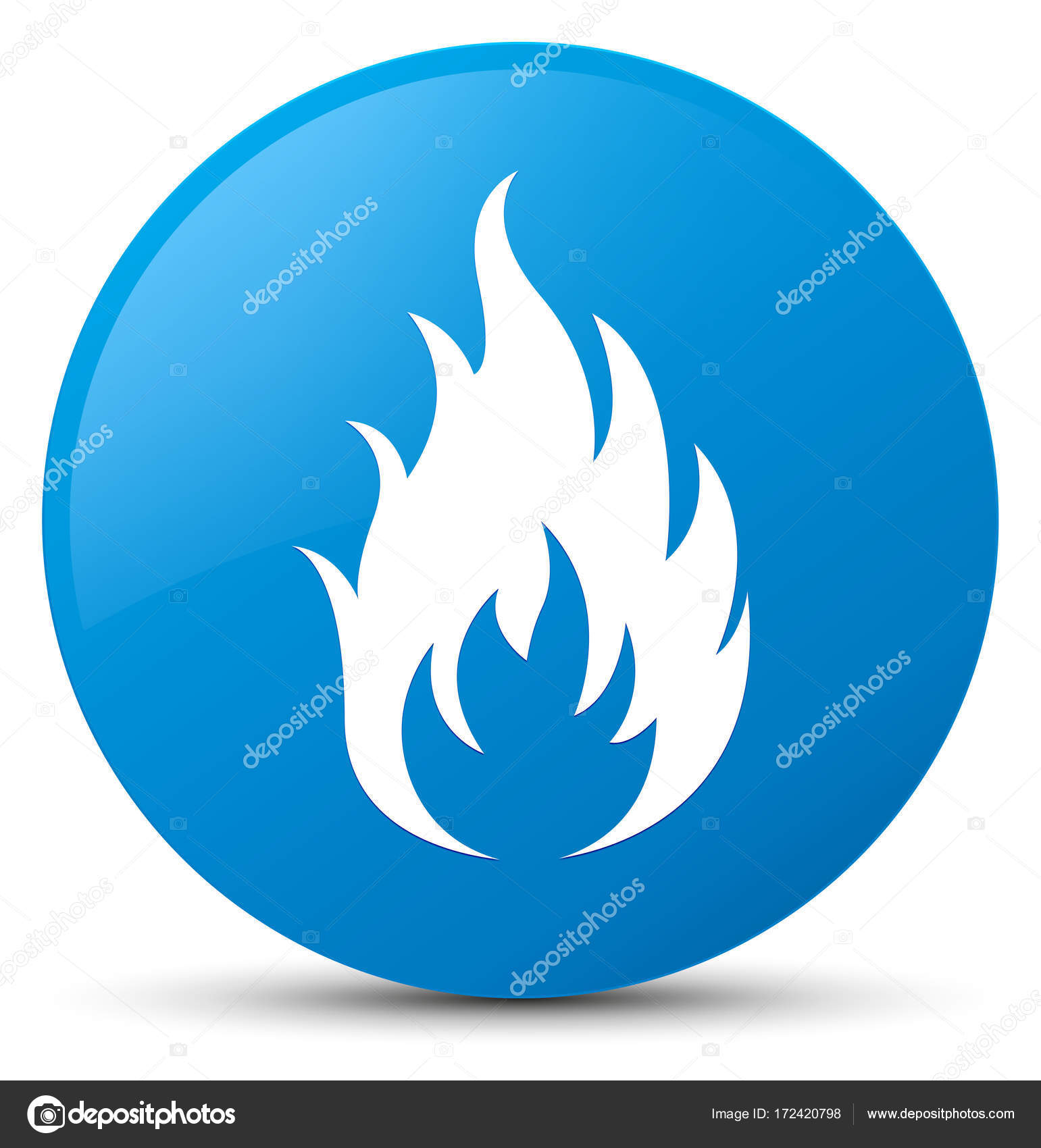 Fire icon cyan blue round button — Stock Photo © FR_Design #172420798
