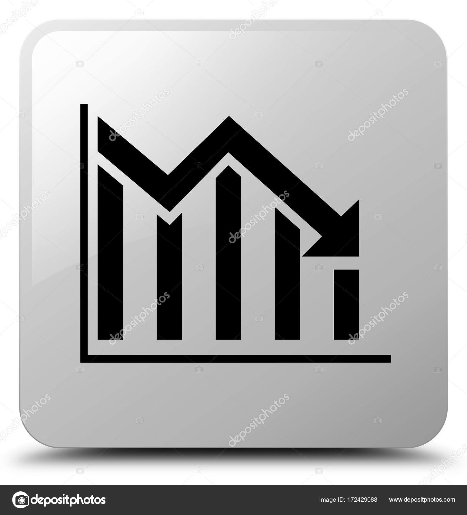Statistics down icon white square button — Stock Photo © FR_Design ...