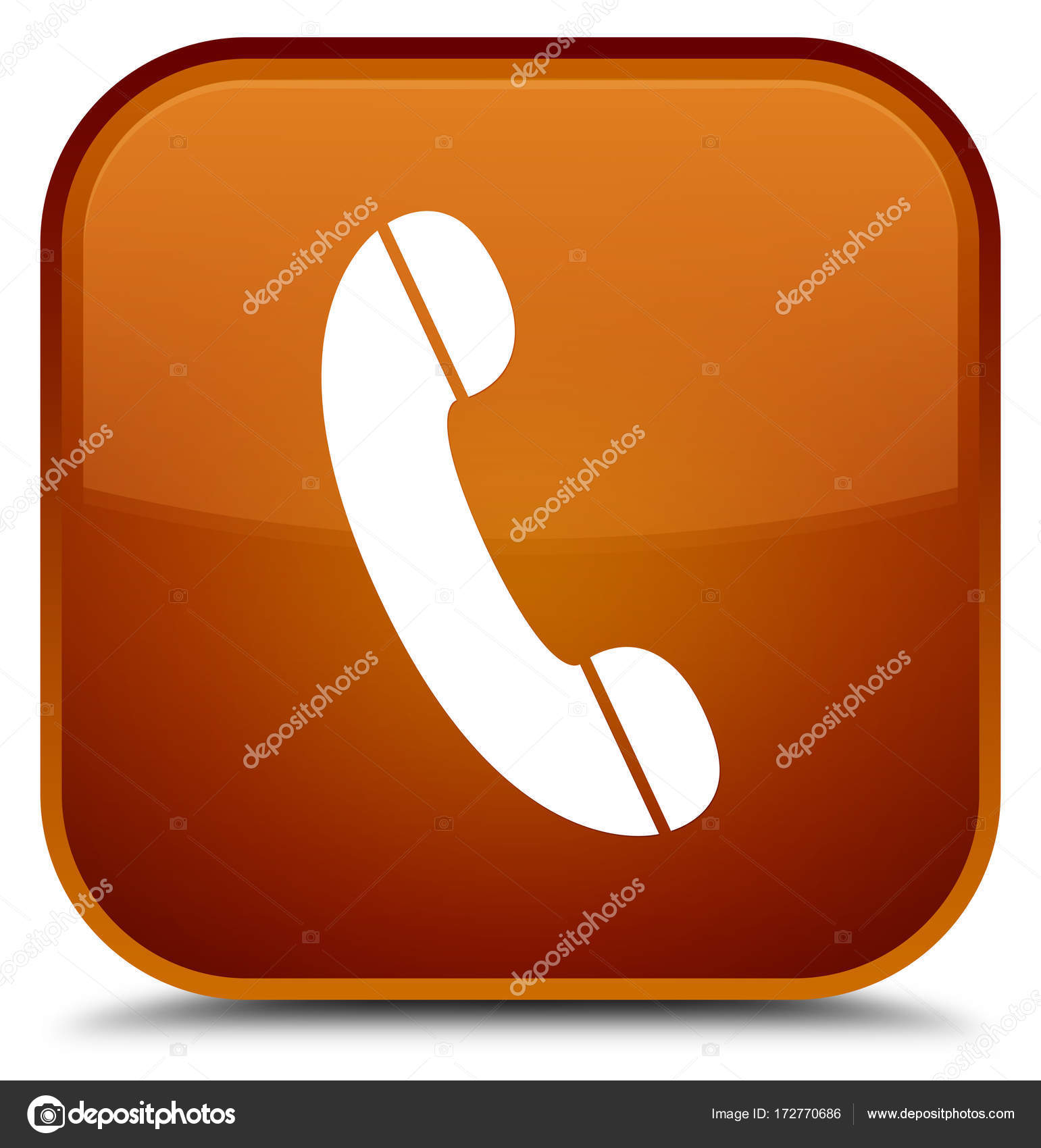 Phone icon special brown square button — Stock Photo © FR_Design #172770686