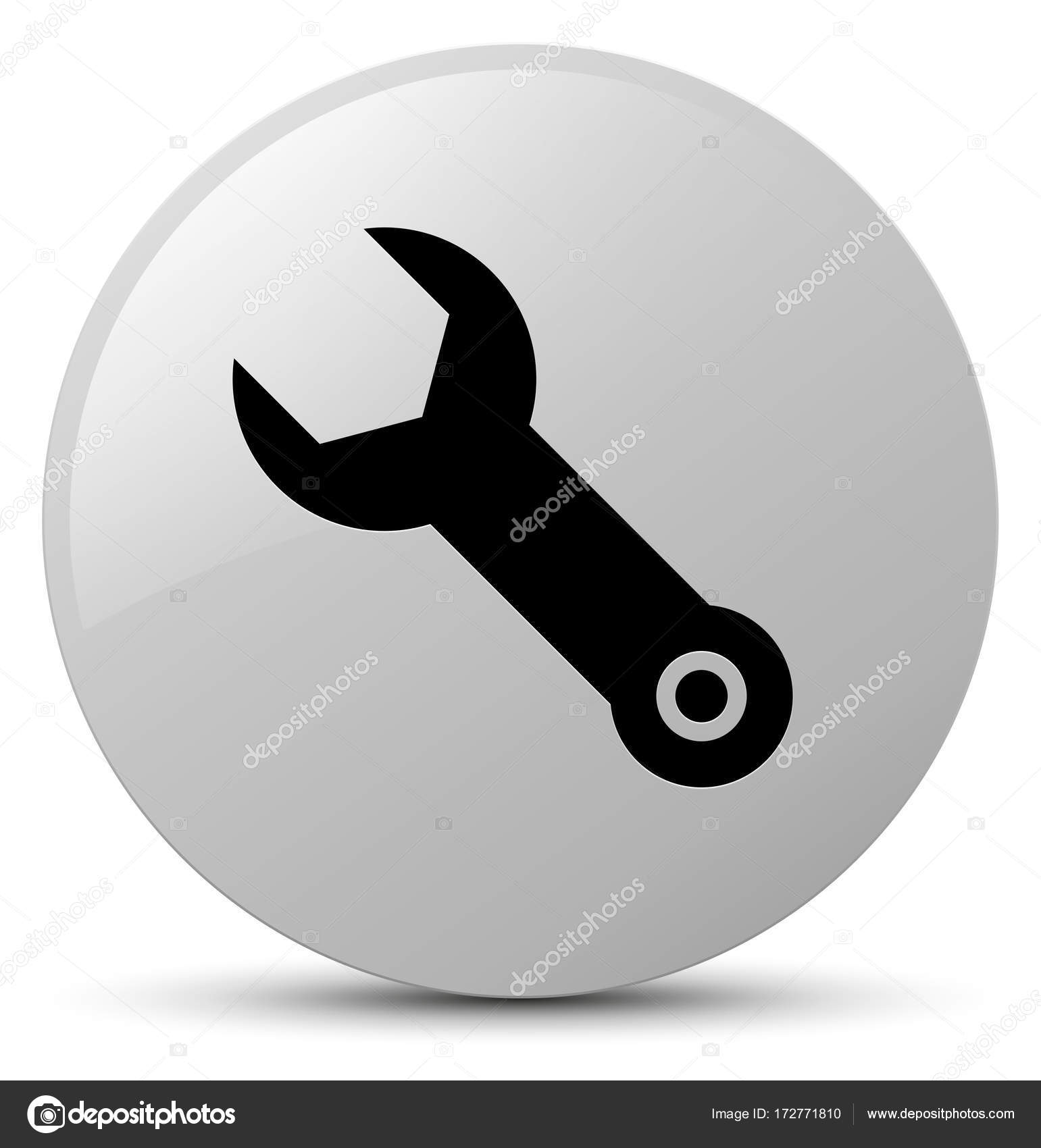 Wrench icon white round button — Stock Photo © FR_Design #172771810