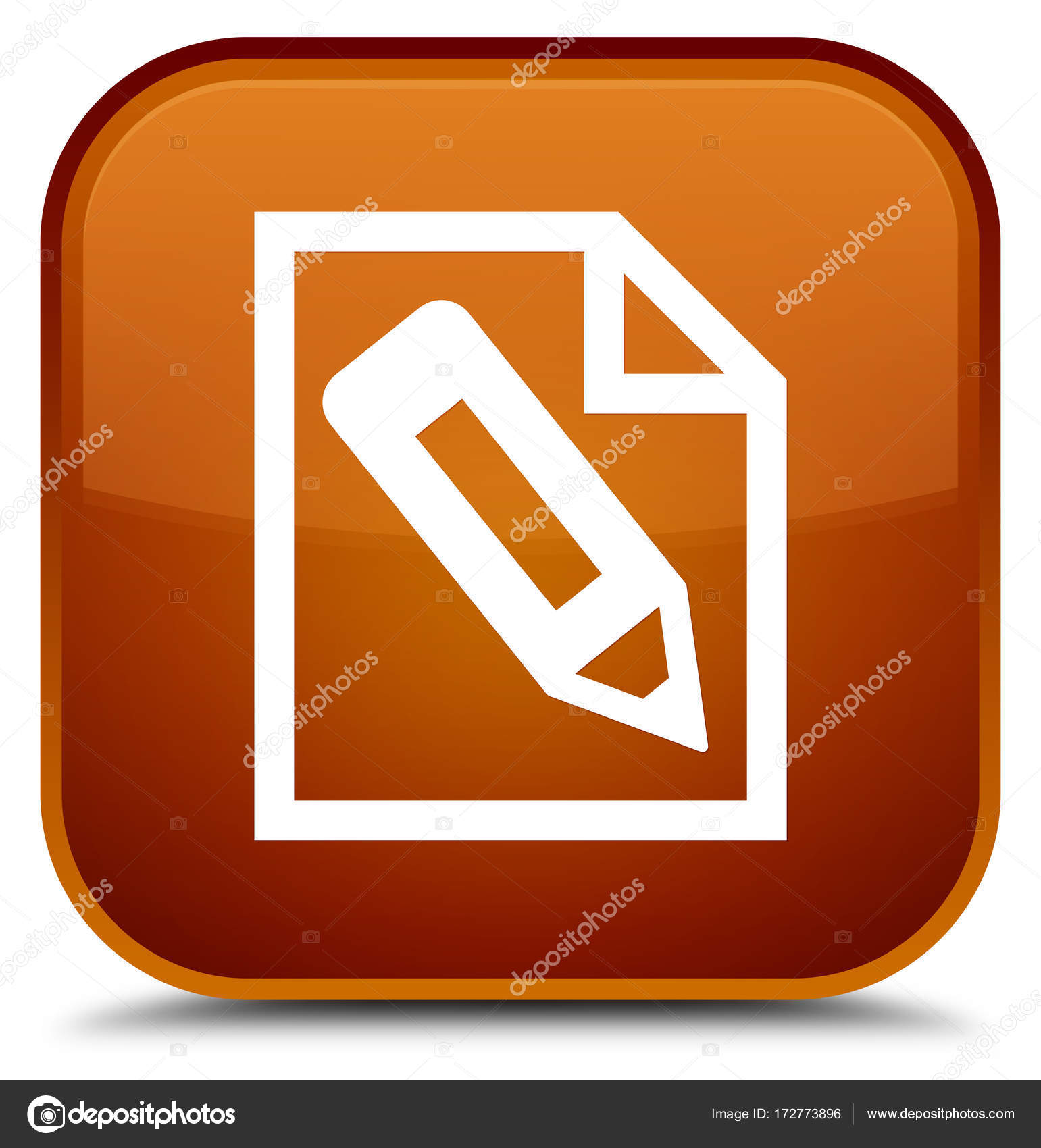 Pencil in page icon special brown square button — Stock Photo © FR ...