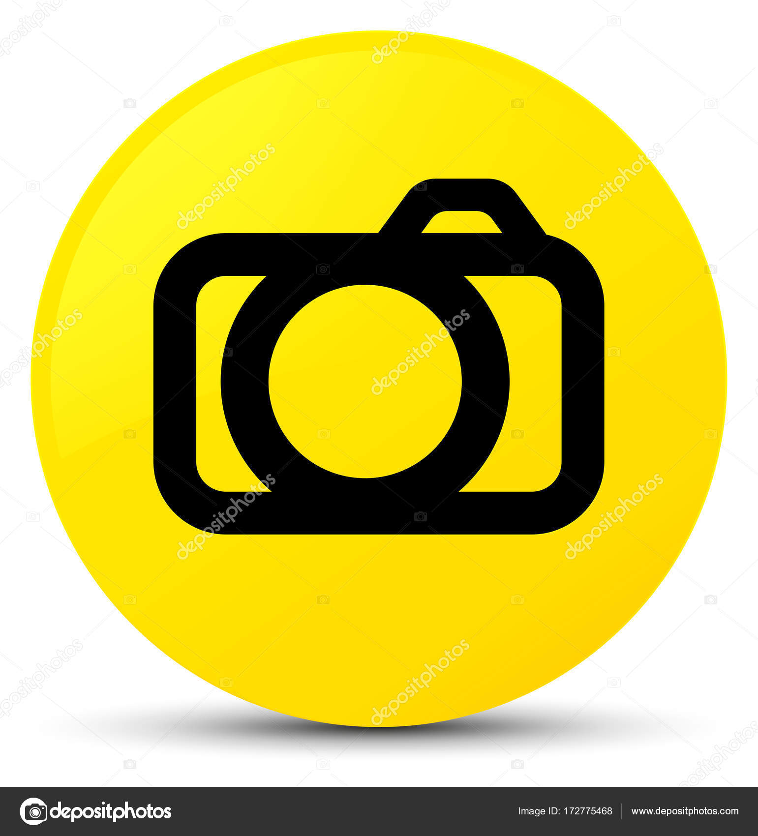 Camera icon yellow round button — Stock Photo © FR_Design #172775468