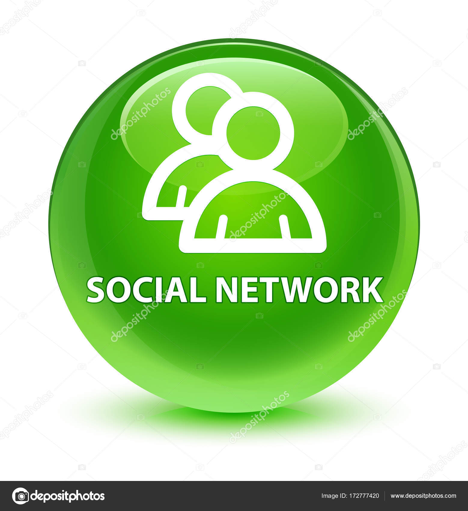 Social network (group icon) glassy green round button — Stock Photo ...