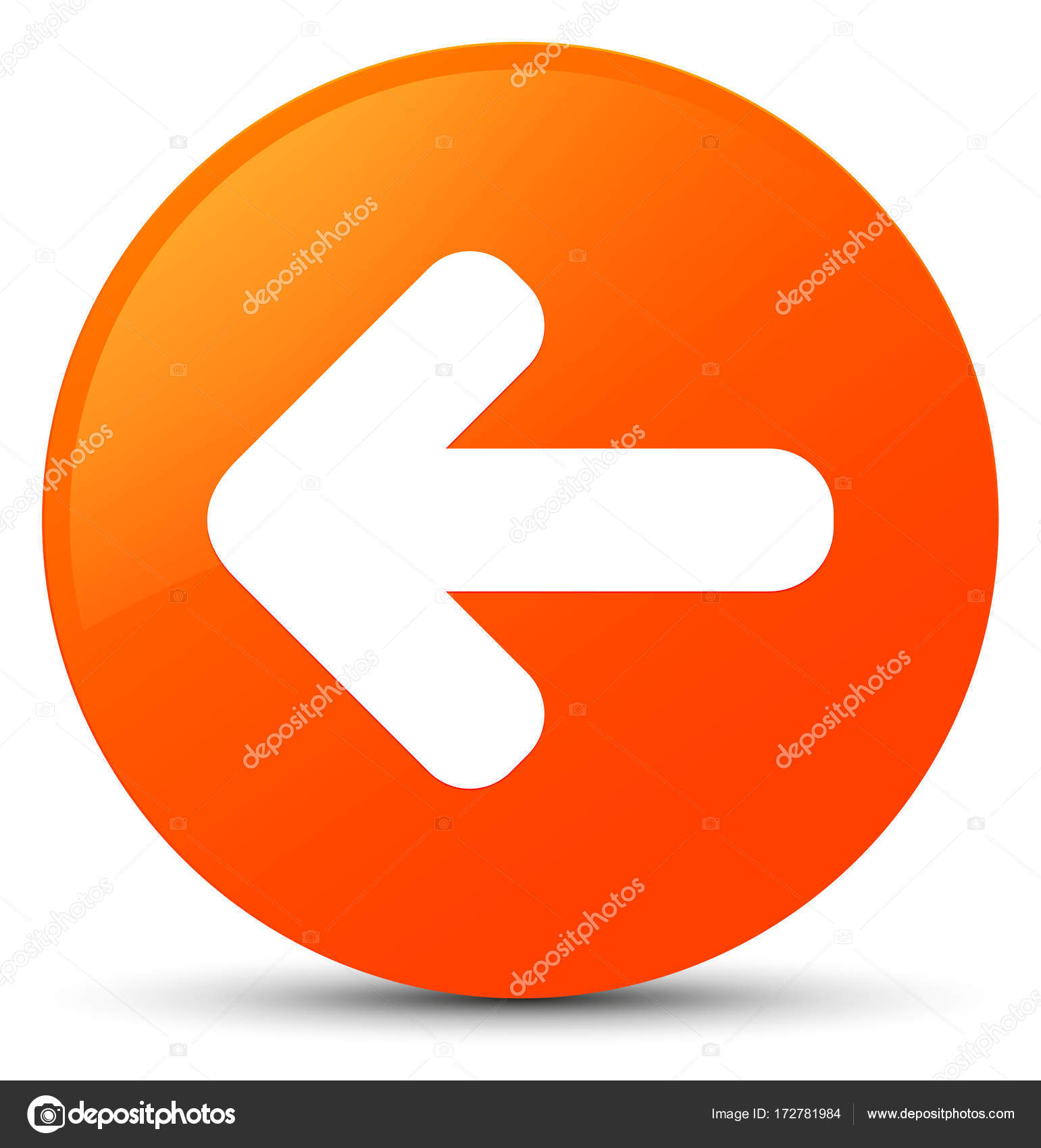 Back arrow icon orange round button — Stock Photo © FR_Design #172781984