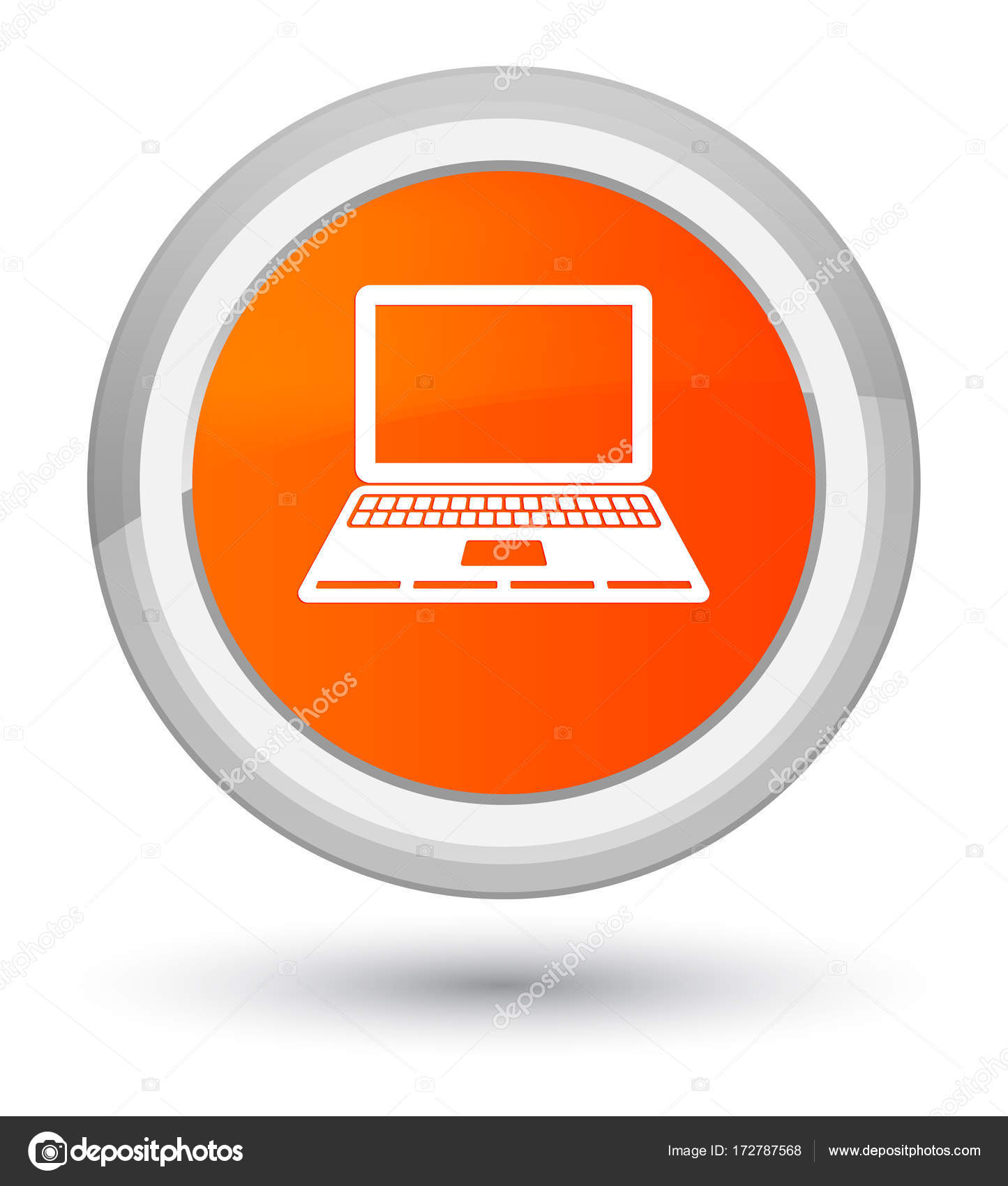 Laptop icon prime orange round button — Stock Photo © FR_Design #172787568