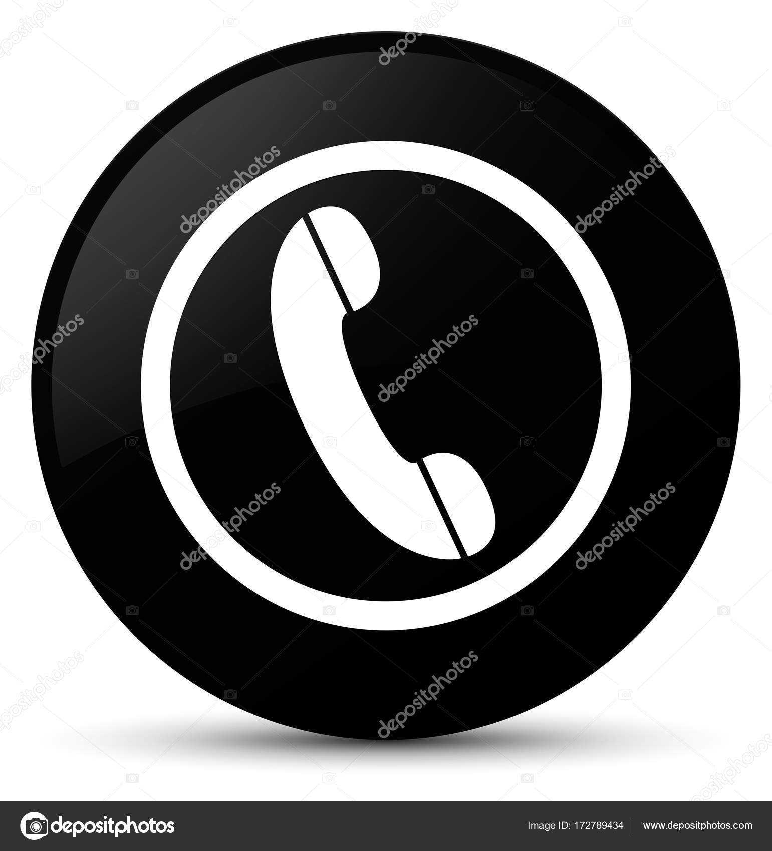 Phone icon black round button — Stock Photo © FR_Design #172789434
