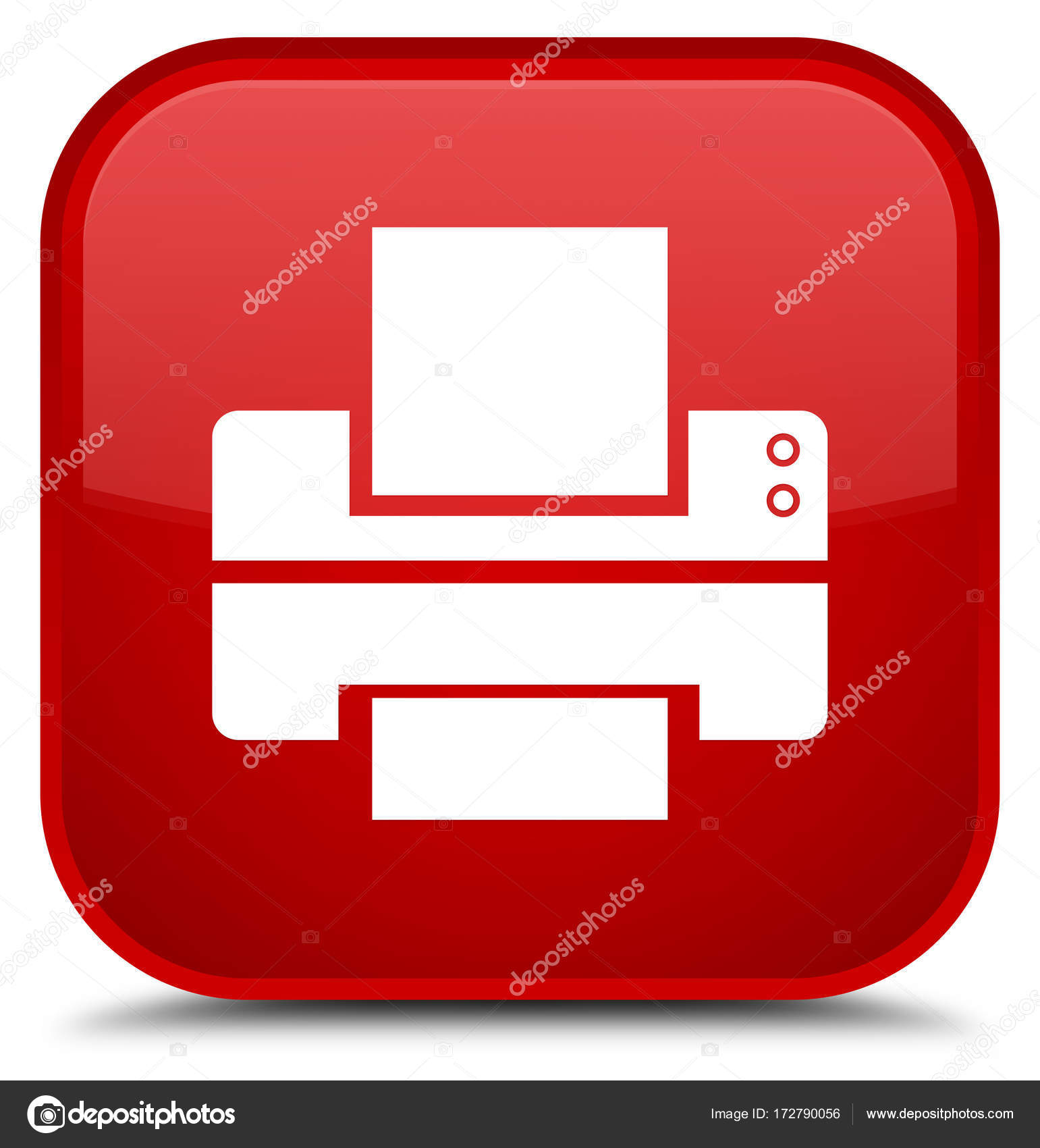 Printer icon special red square button — Stock Photo © FR_Design #172790056