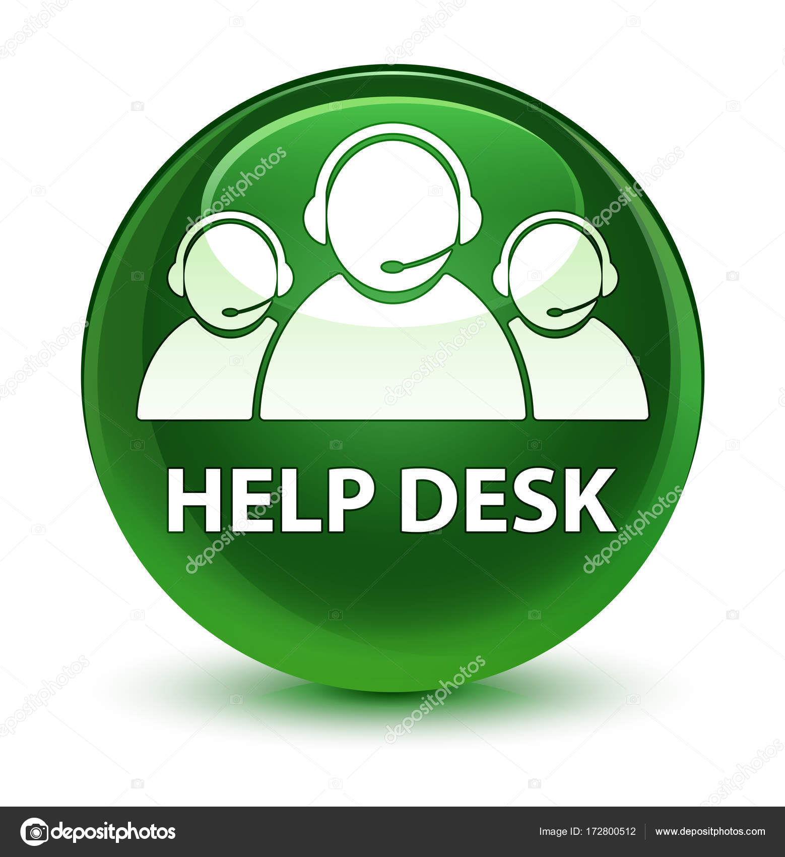 Help desk (customer care team icon) glassy soft green round butt ...