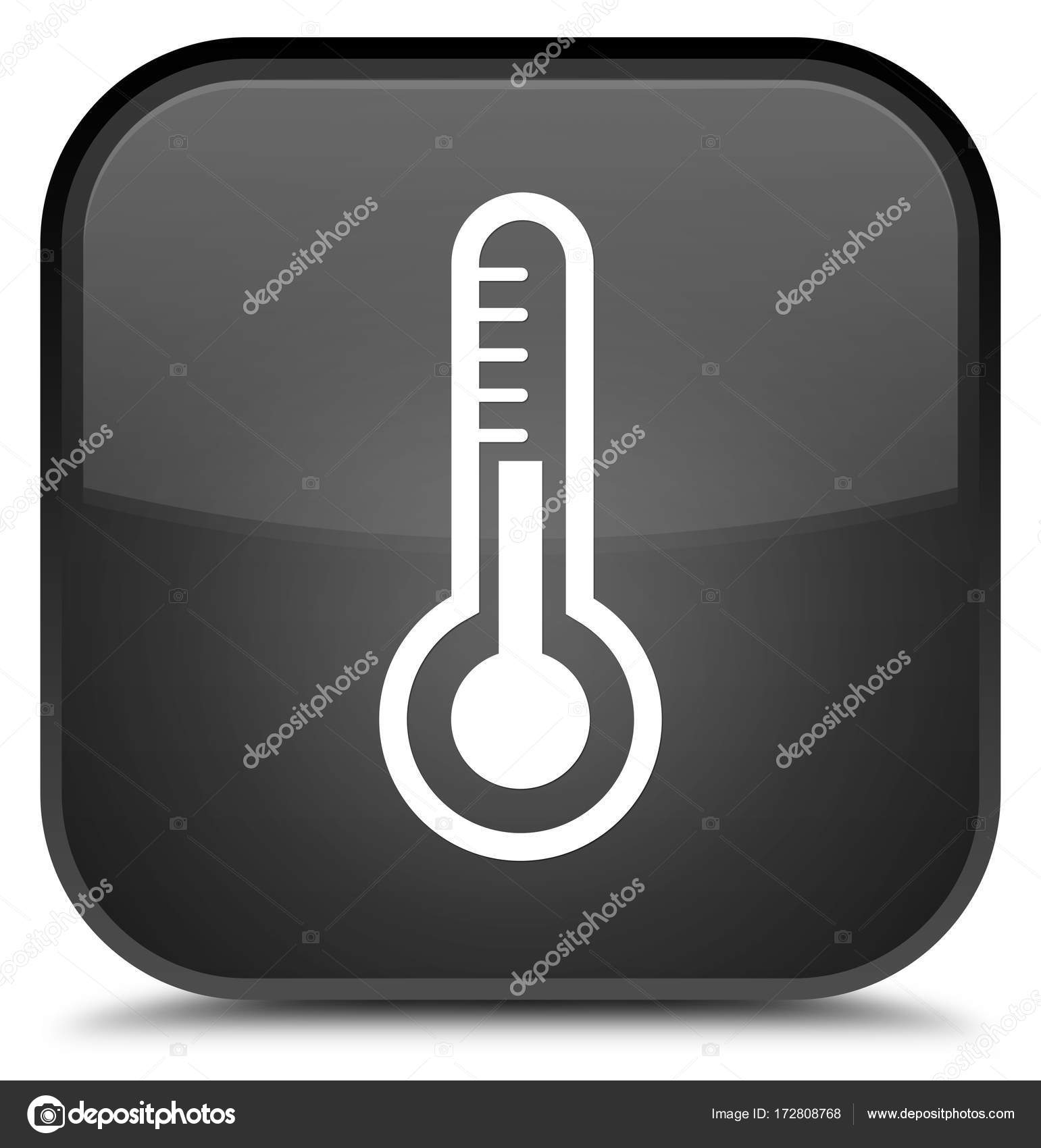 Thermometer icon special black square button — Stock Photo © FR_Design ...