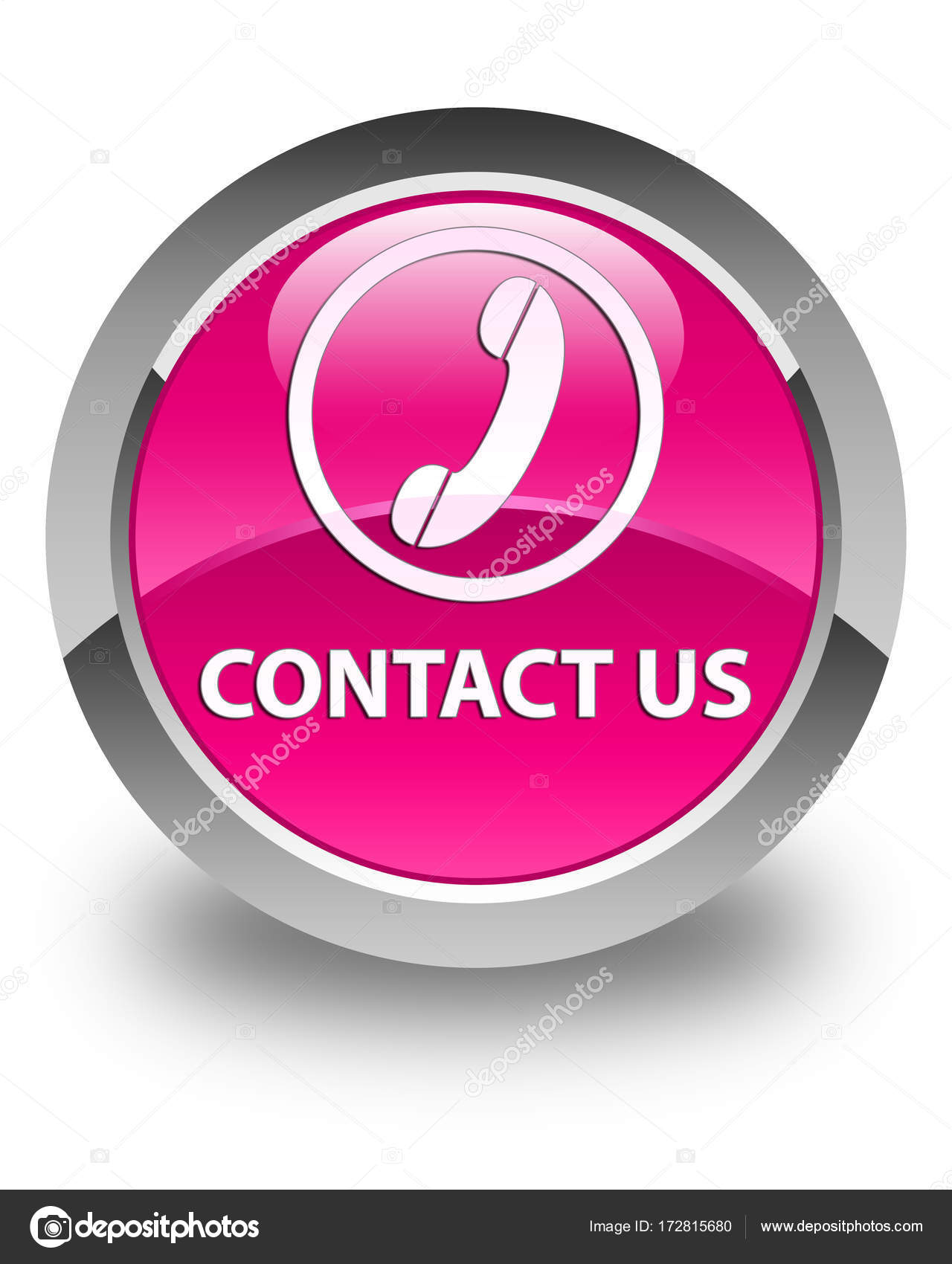 Contact us (phone icon) glossy pink round button — Stock Photo © FR ...
