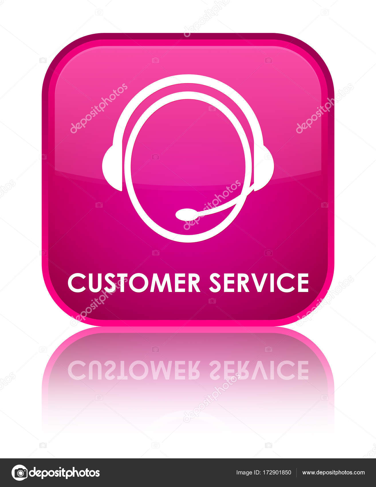 Customer service (customer care icon) special pink square button ...
