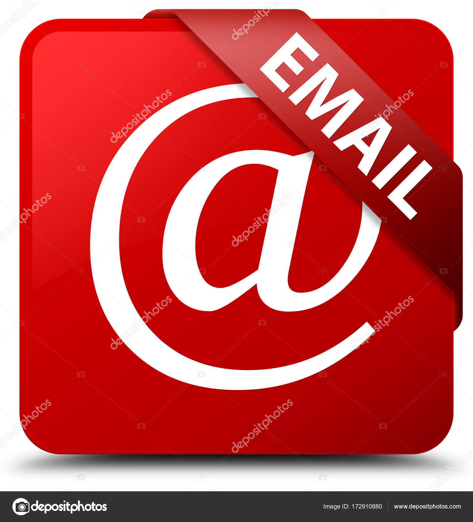 Email (address icon) red square button red ribbon in corner — Stock ...