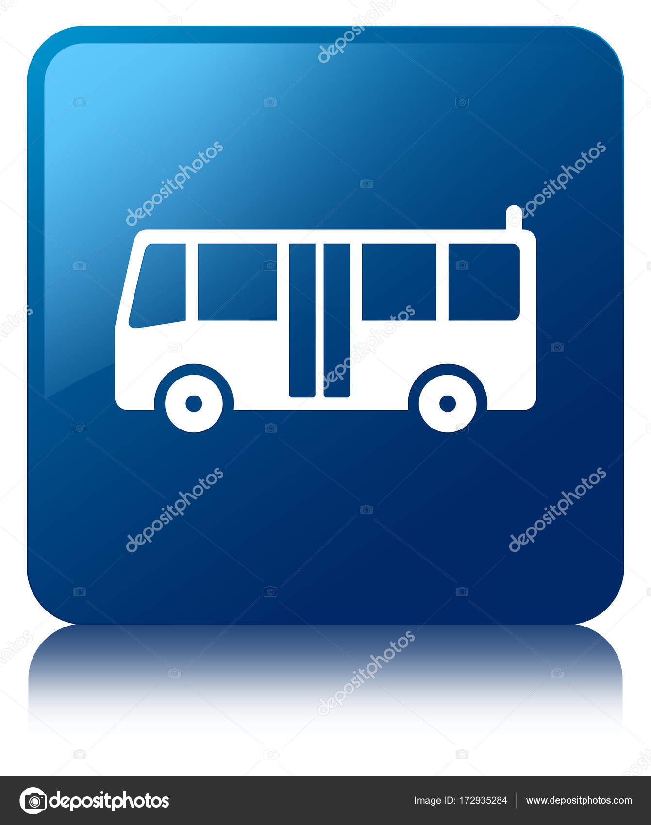 Bus icon blue square button — Stock Photo © FR_Design #172935284