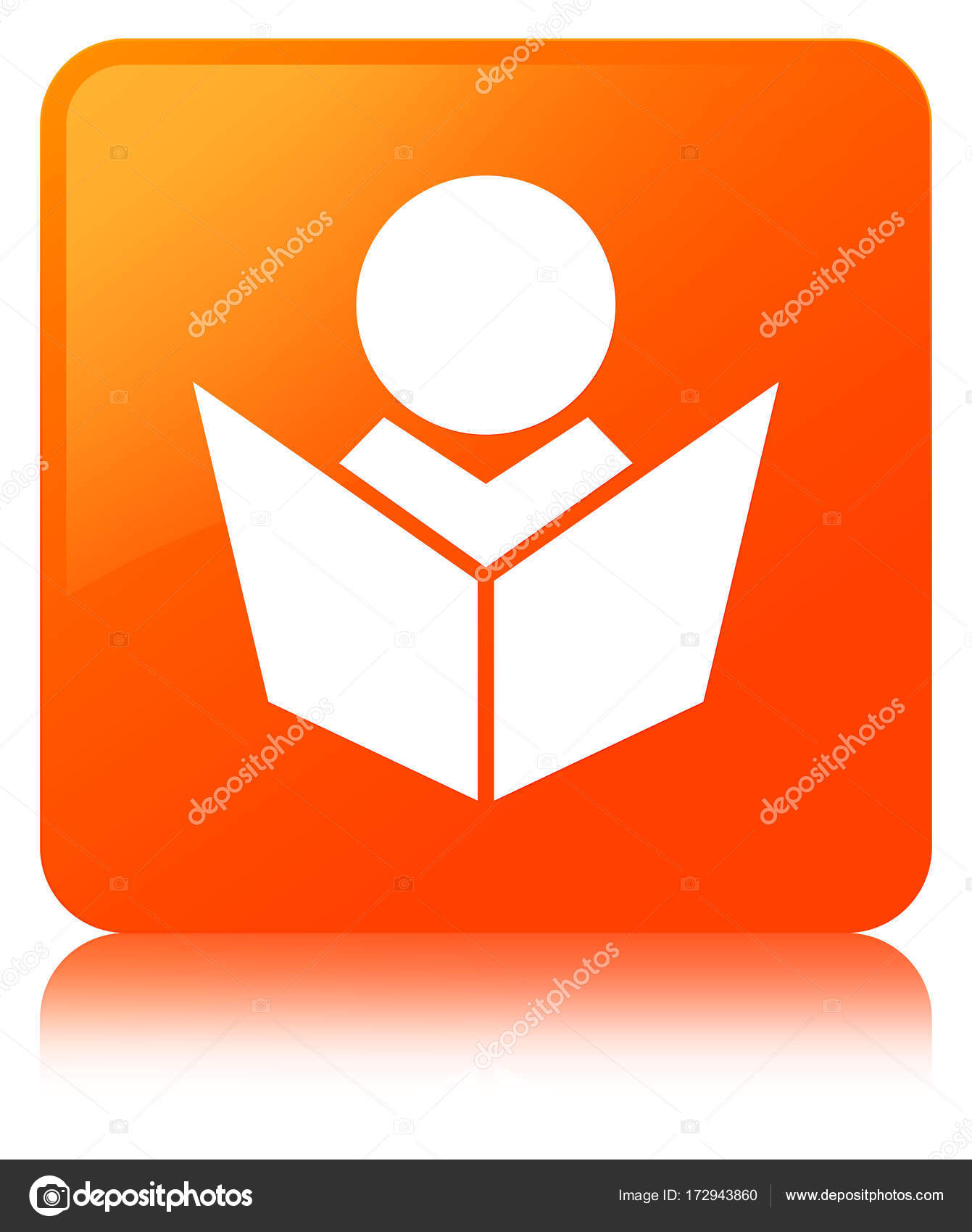 Elearning icon orange square button — Stock Photo © FR_Design #172943860