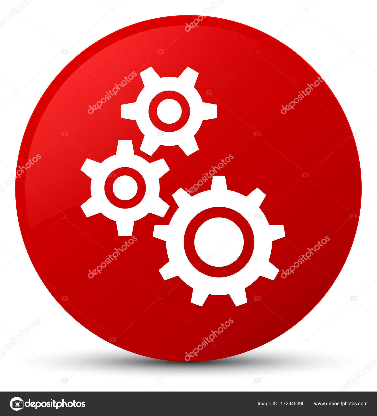 Gears icon red round button — Stock Photo © FR_Design #172945390