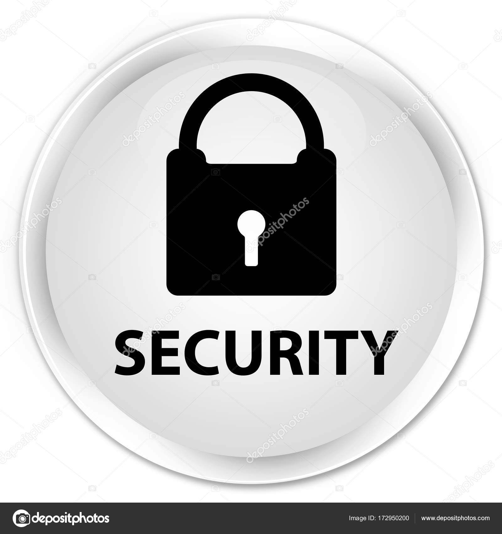 Security (padlock icon) premium white round button — Stock Photo © FR ...