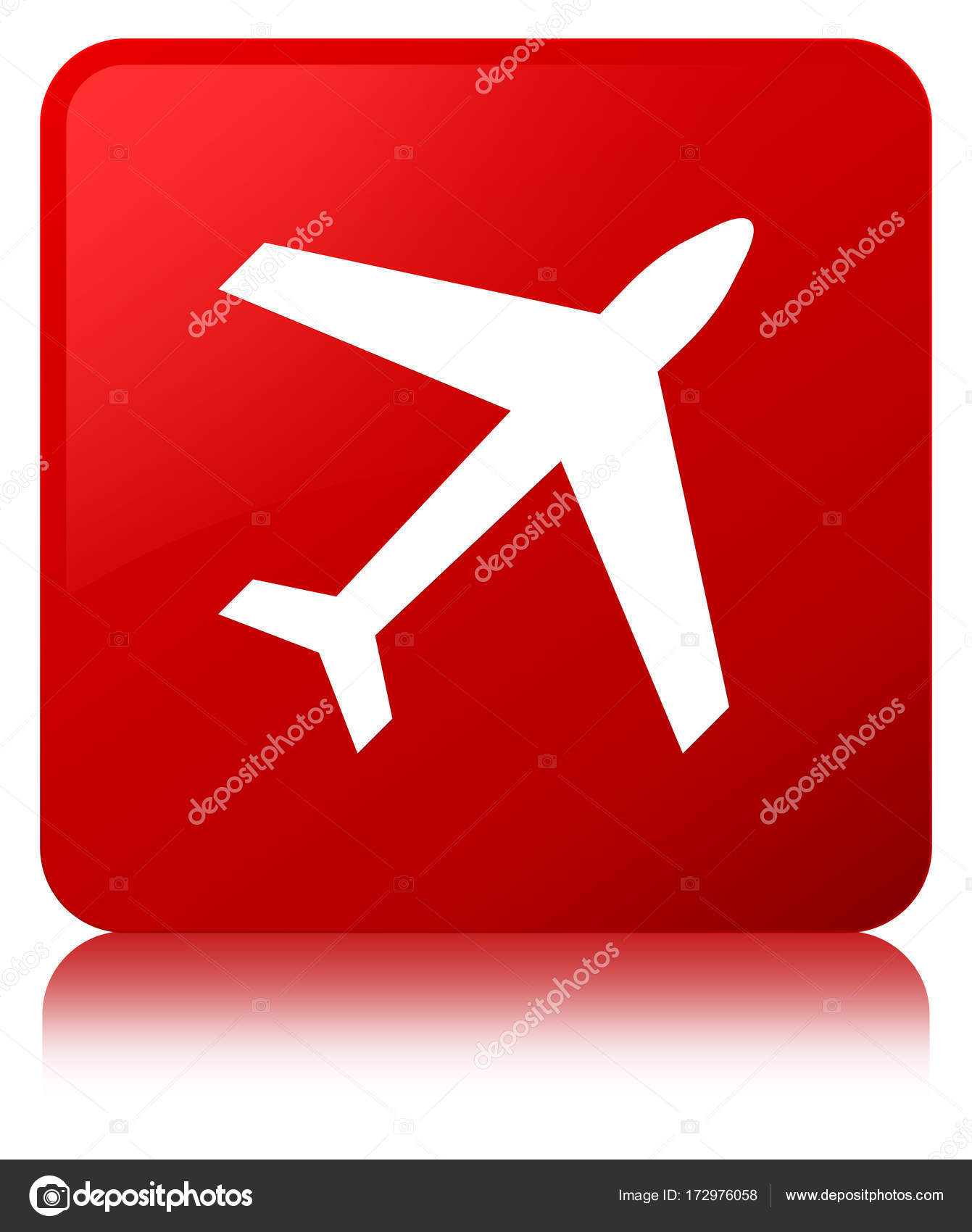 Plane icon red square button — Stock Photo © FR_Design #172976058