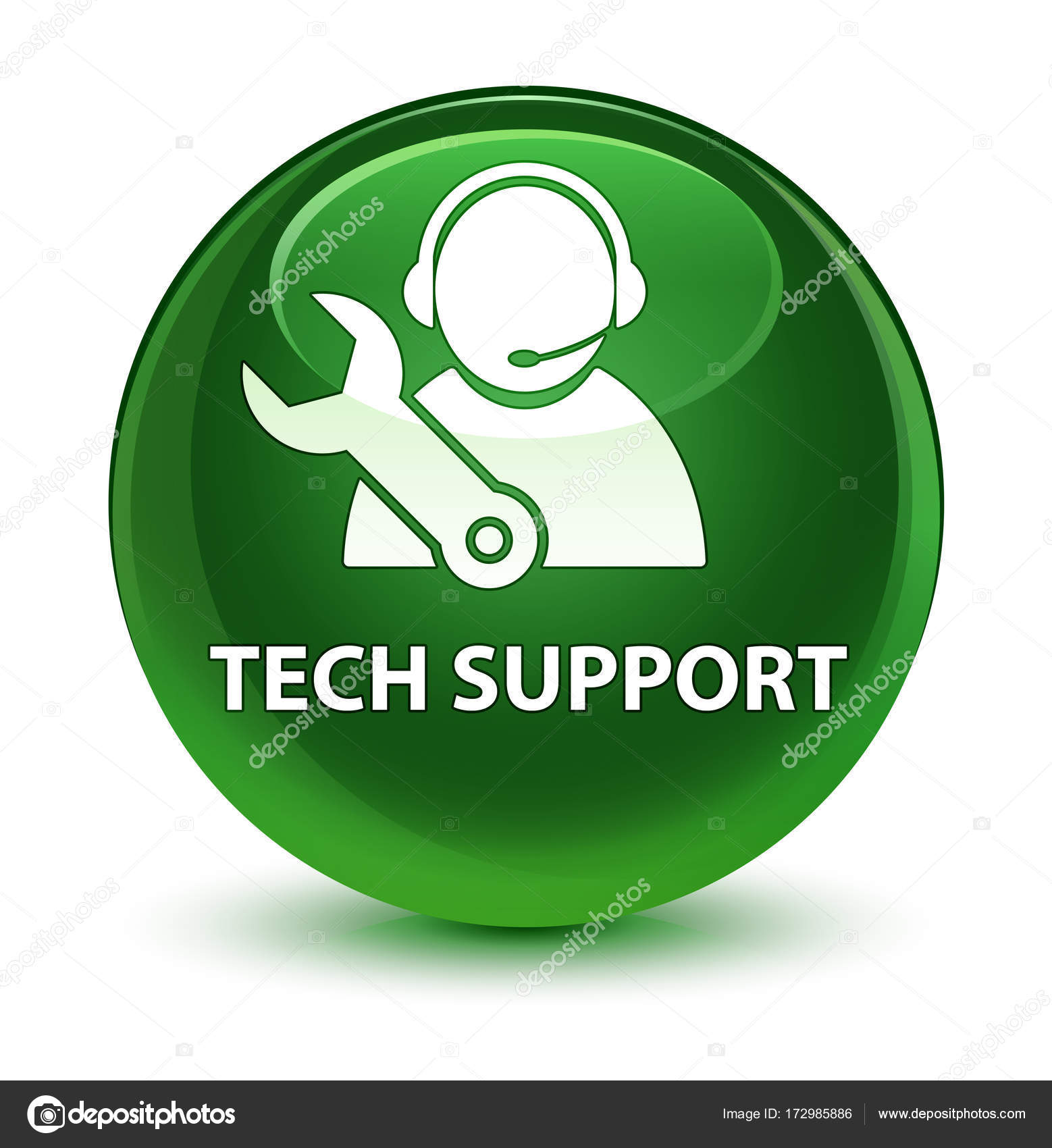 Tech support glassy soft green round button — Stock Photo © FR_Design ...