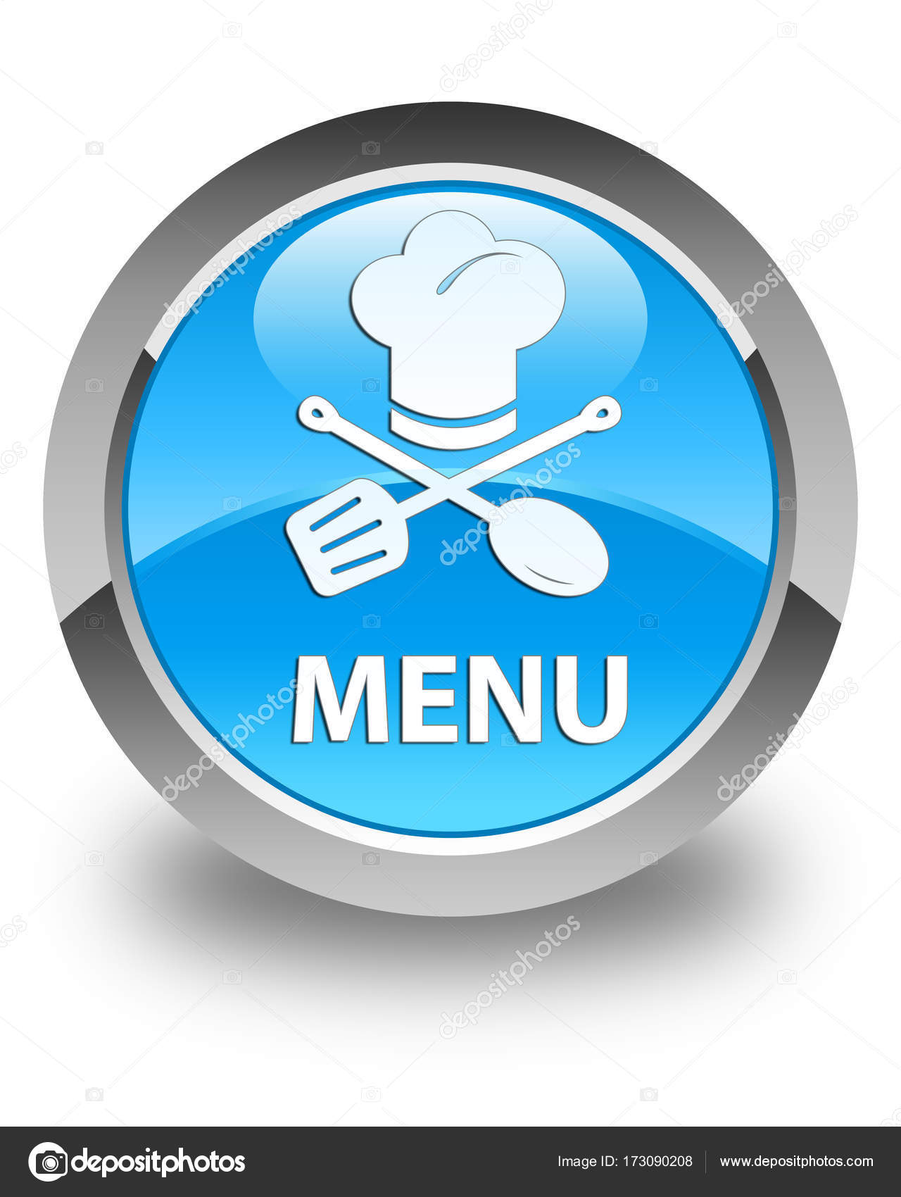 Menu (restaurant icon) glossy cyan blue round button — Stock Photo © FR ...