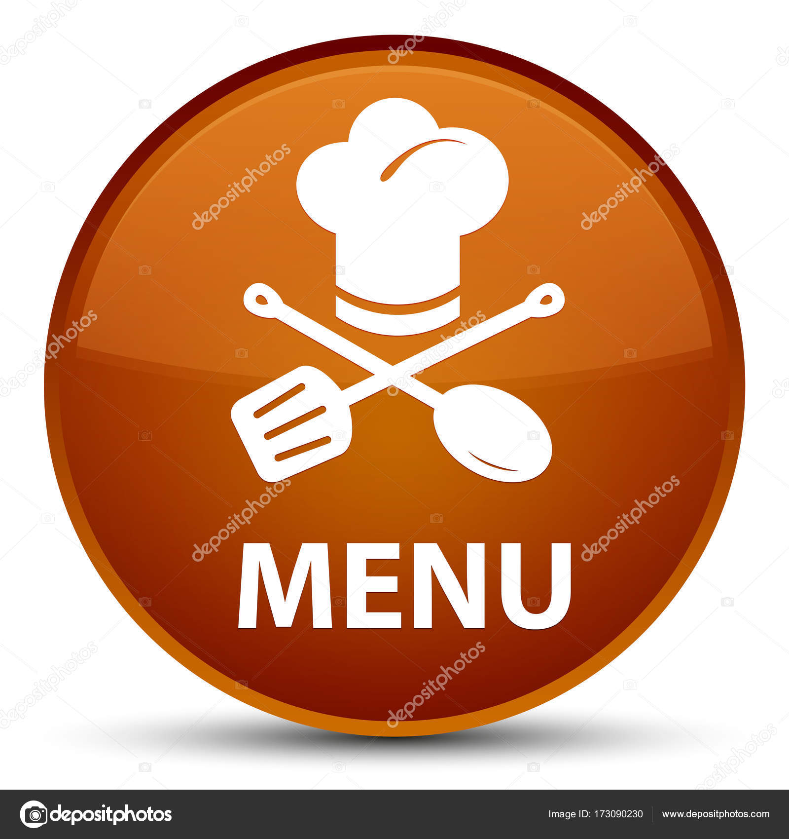 Menu (restaurant icon) special brown round button — Stock Photo © FR ...