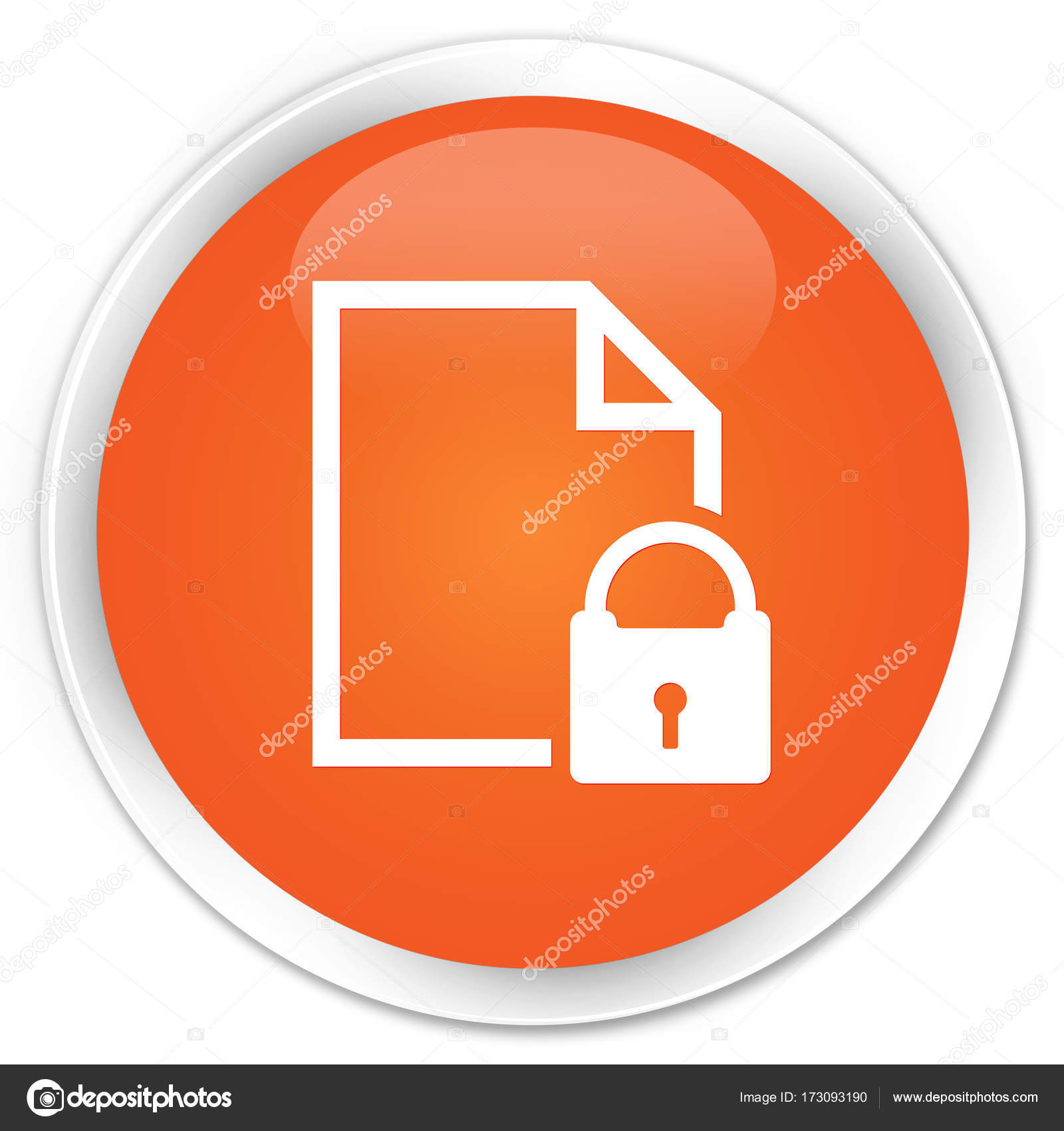 Secure document icon premium orange round button — Stock Photo © FR ...