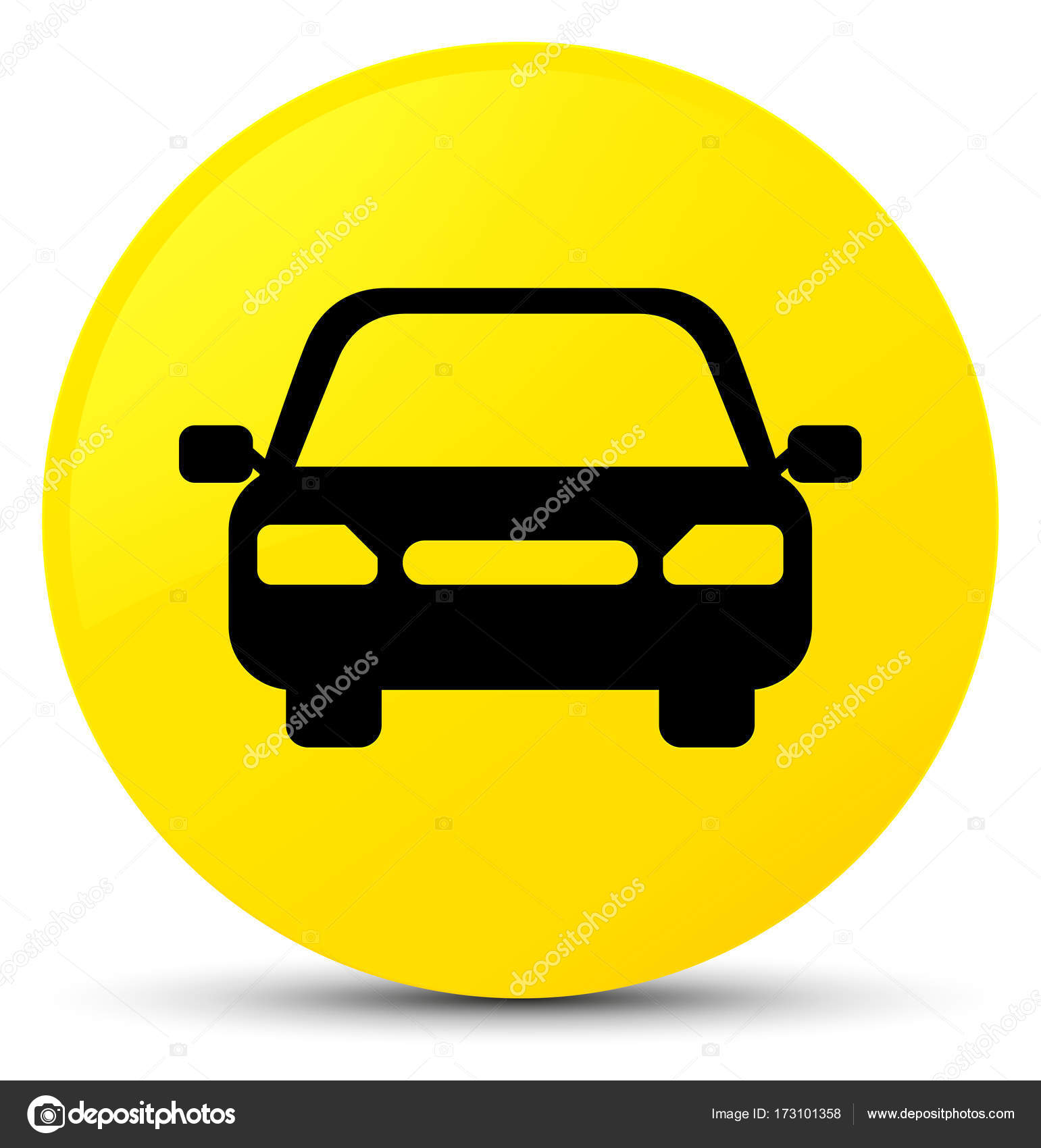 Car icon yellow round button — Stock Photo © FR_Design #173101358