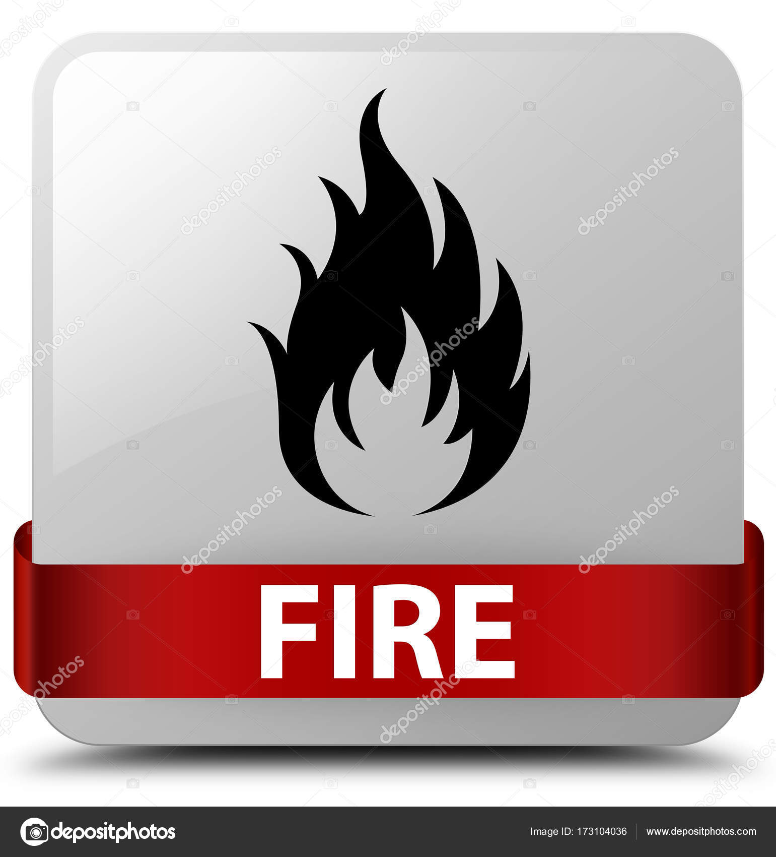 Fire white square button red ribbon in middle — Stock Photo © FR_Design ...