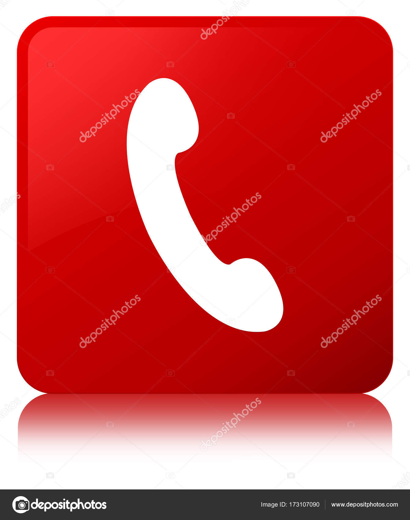 Phone icon red square button — Stock Photo © FR_Design #173107090