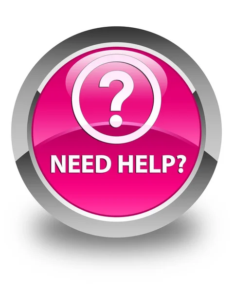 Need help (question icon) glossy pink round button - Stock Image ...