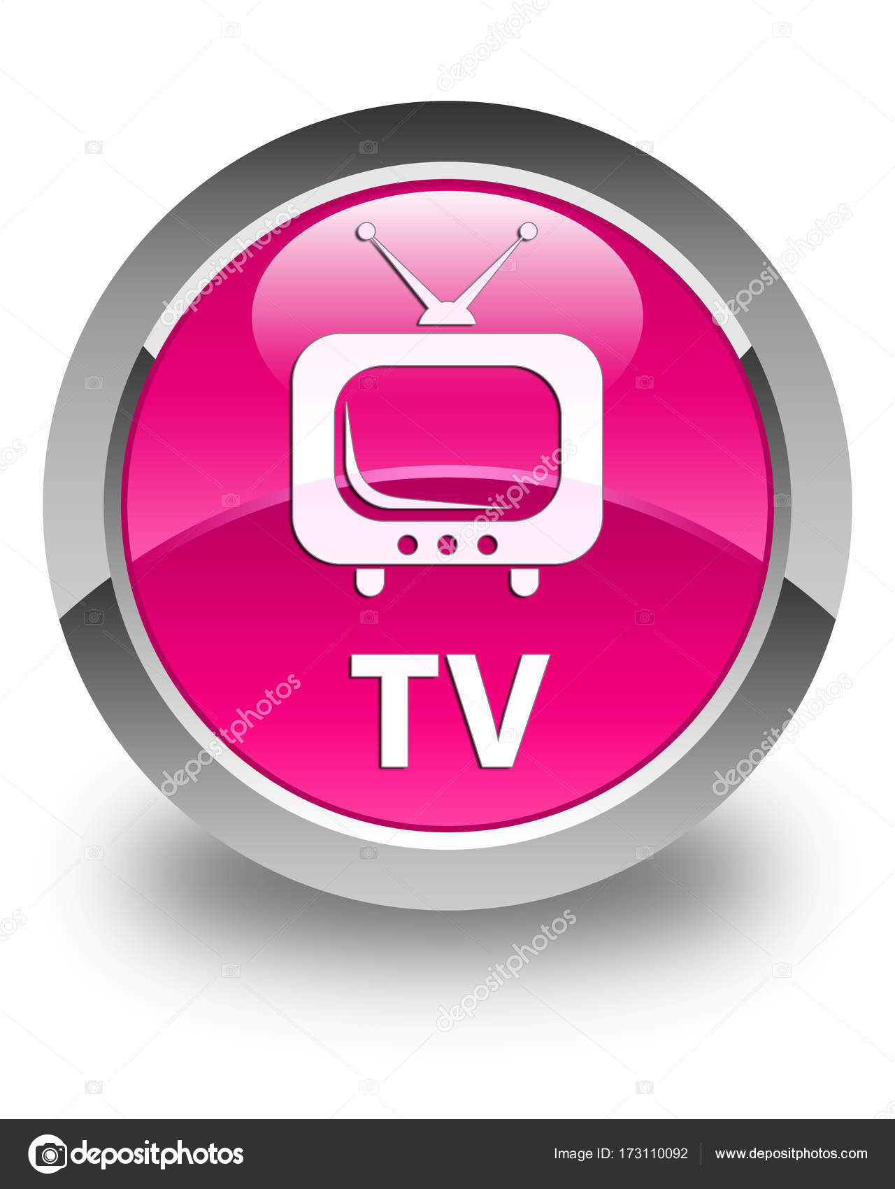 TV glossy pink round button — Stock Photo © FR_Design #173110092