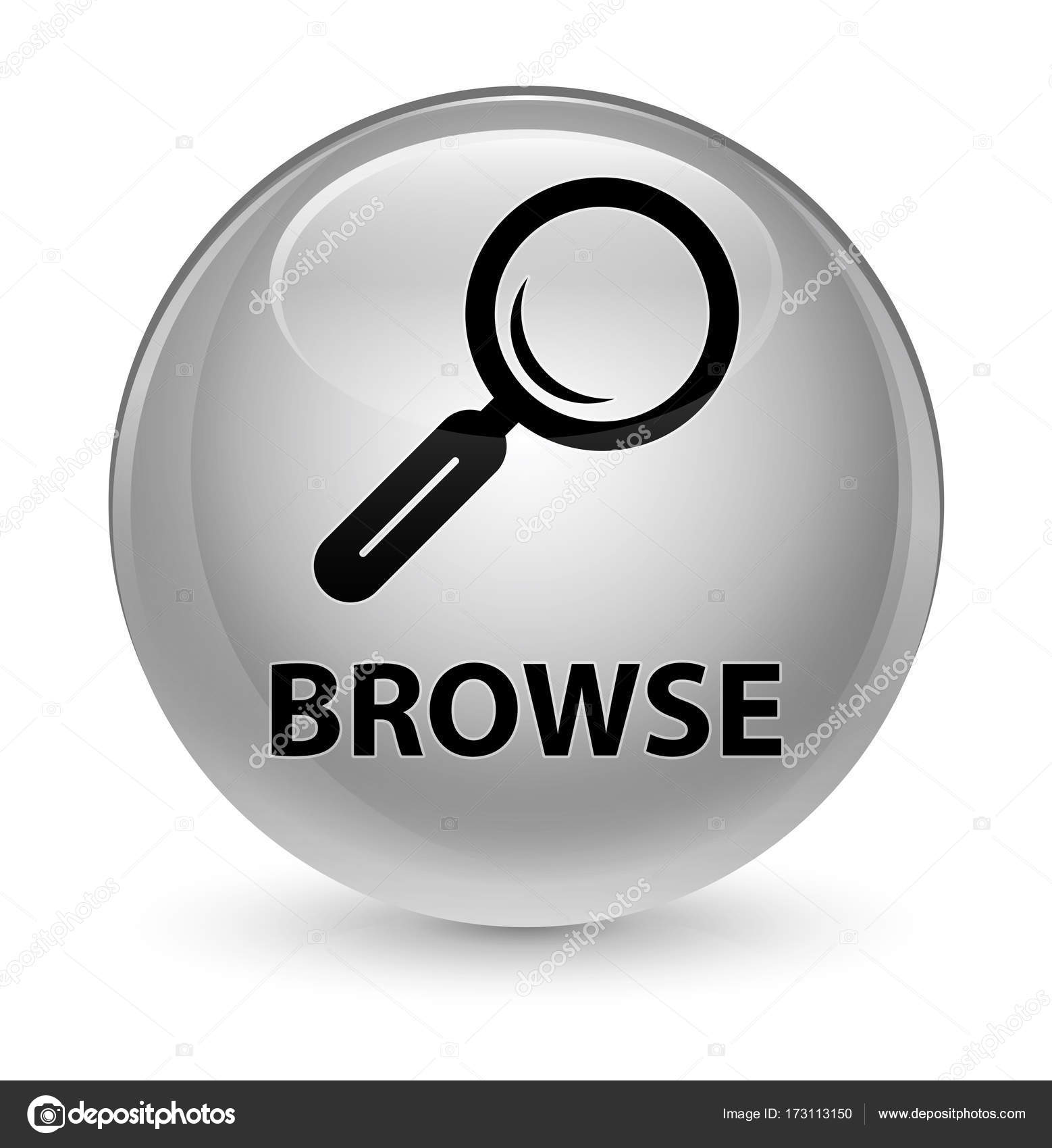 Browse glassy white round button — Stock Photo © FR_Design #173113150