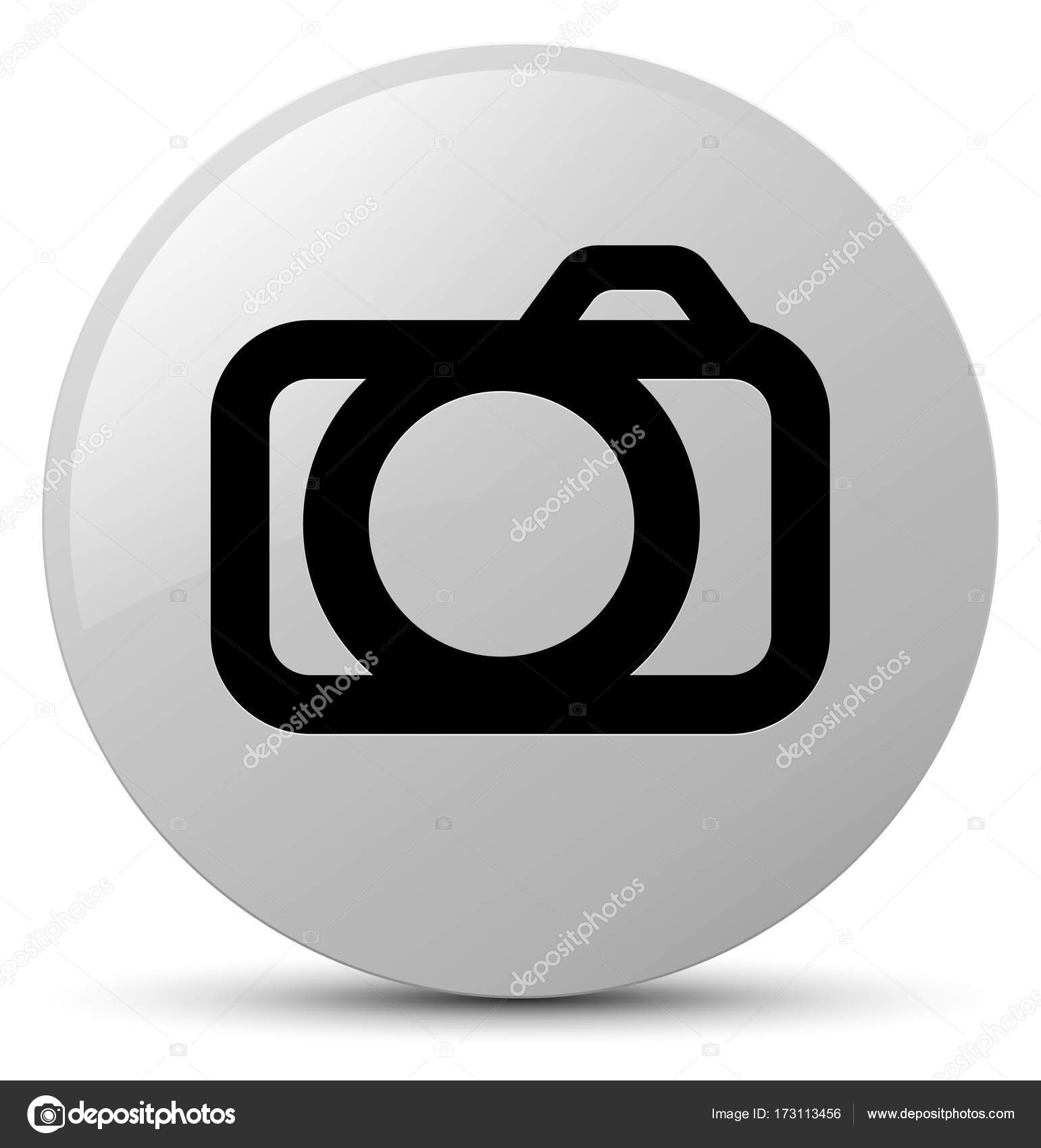 Camera icon white round button — Stock Photo © FR_Design #173113456