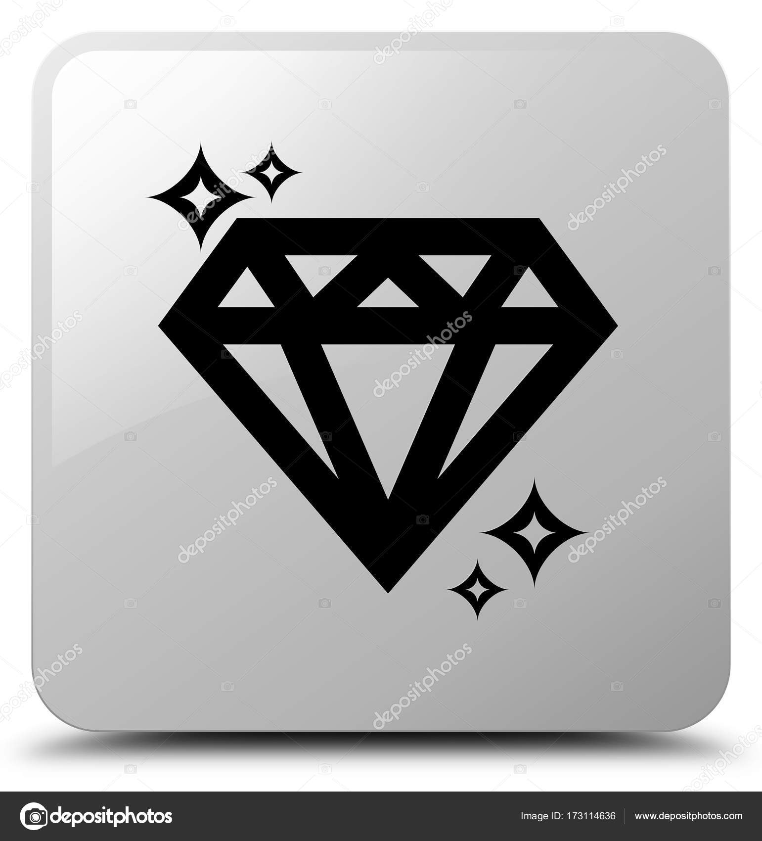 Diamond icon white square button — Stock Photo © FR_Design #173114636