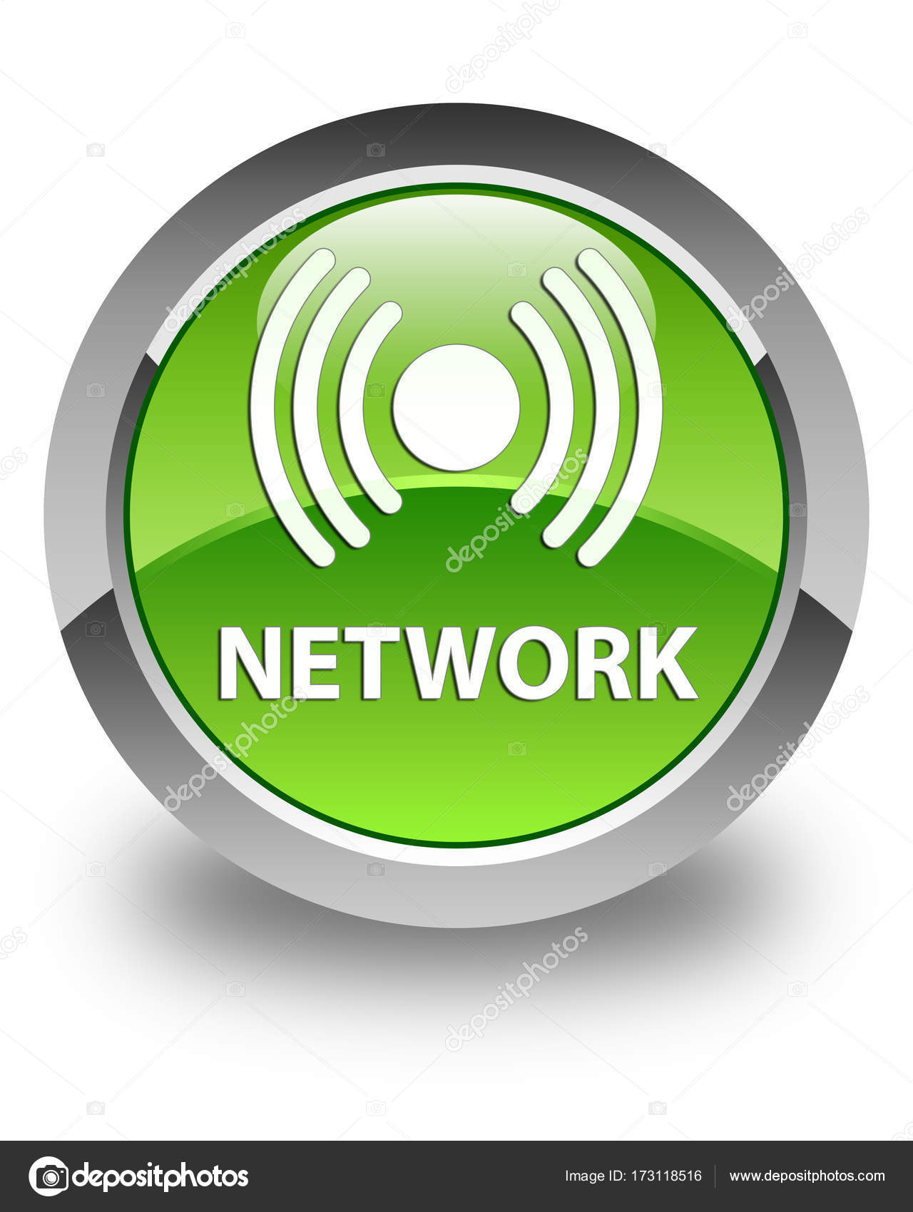 Network (signal icon) glossy green round button — Stock Photo © FR ...