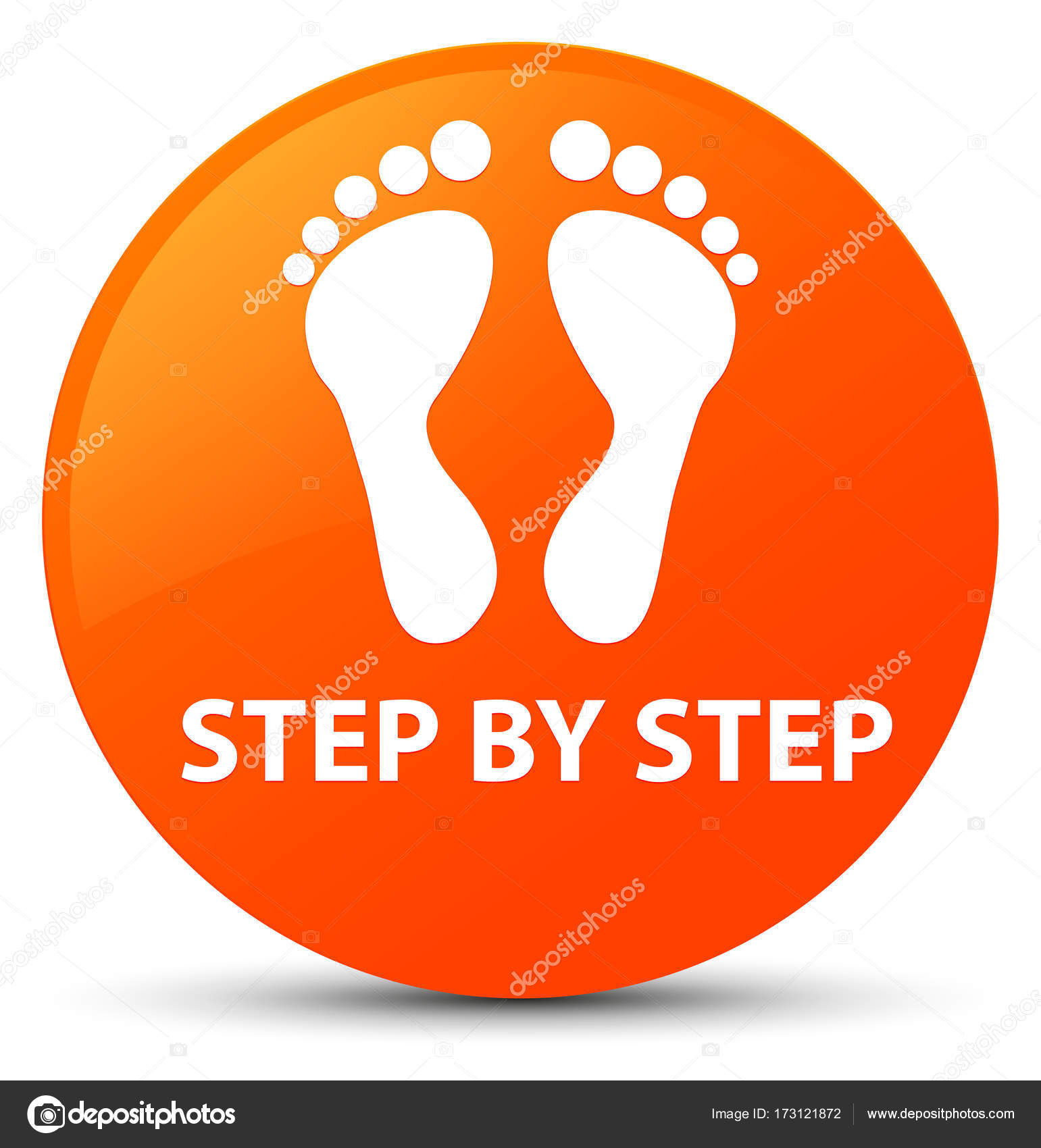 Step by step (footprint icon) orange round button — Stock Photo © FR ...