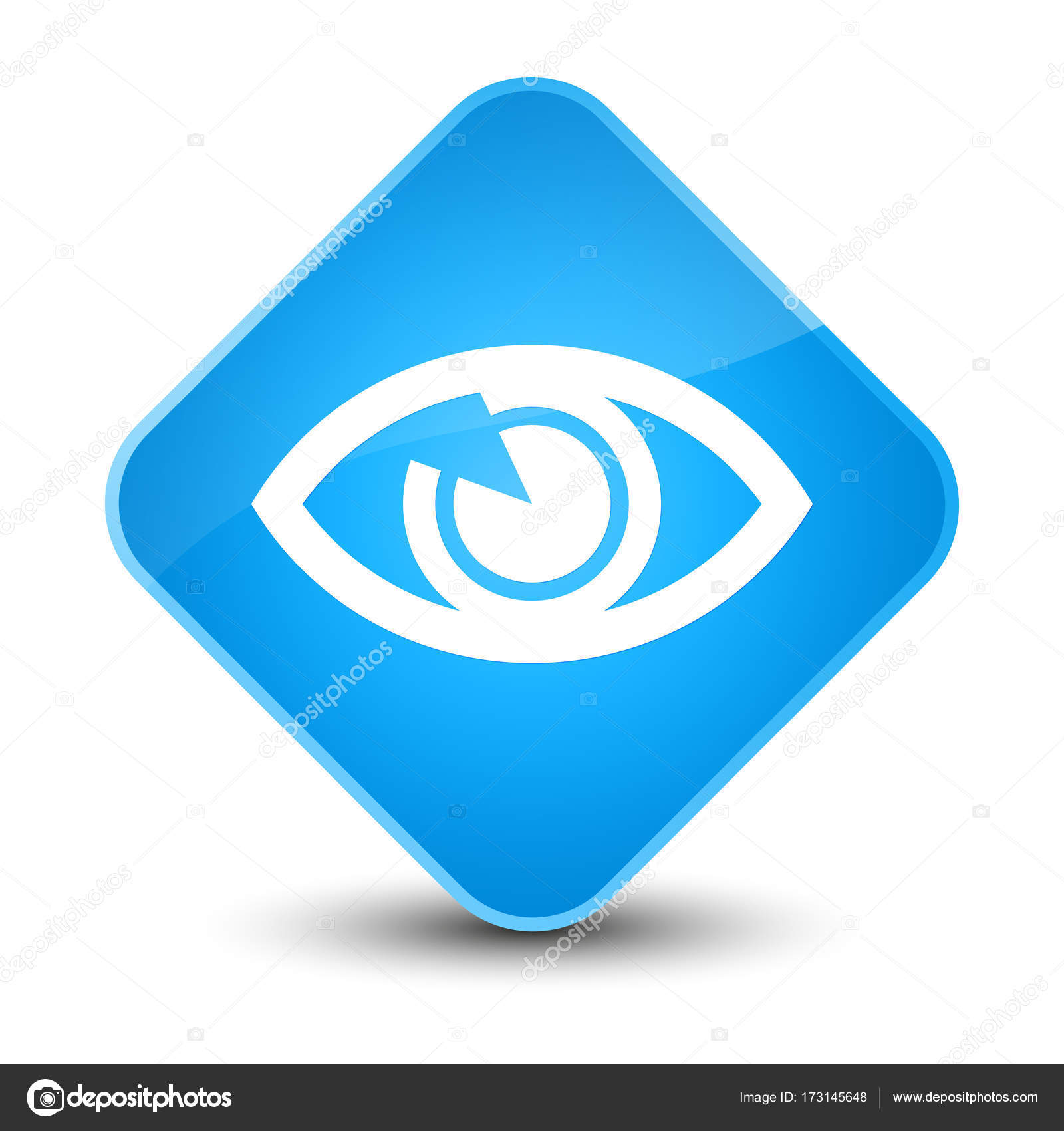 Icono del ojo elegante botón de diamante azul cian — Foto de stock ...