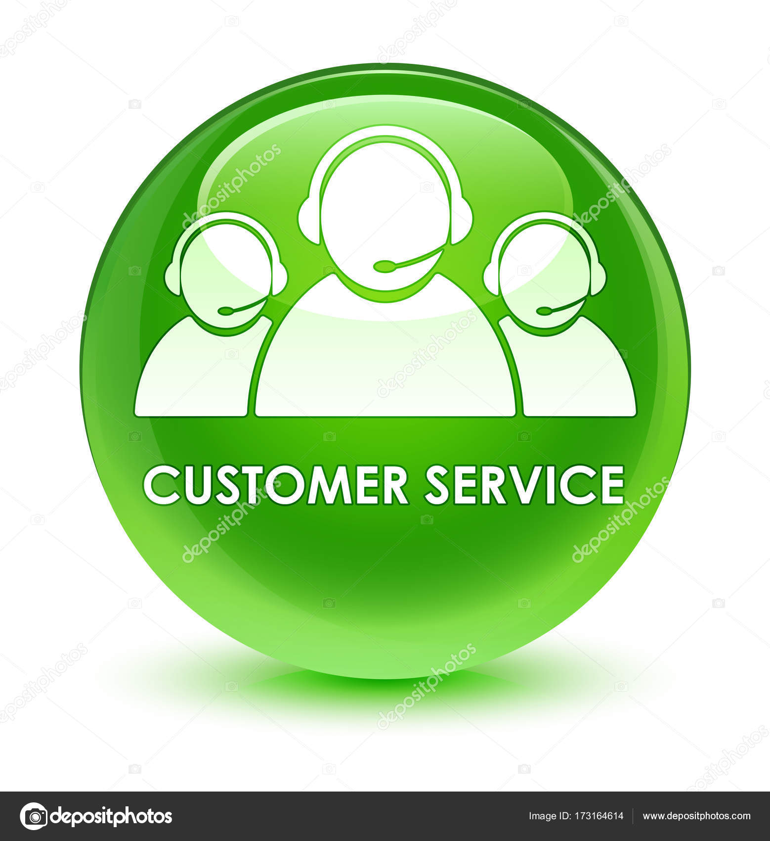 Customer service (team icon) glassy green round button Stock ...